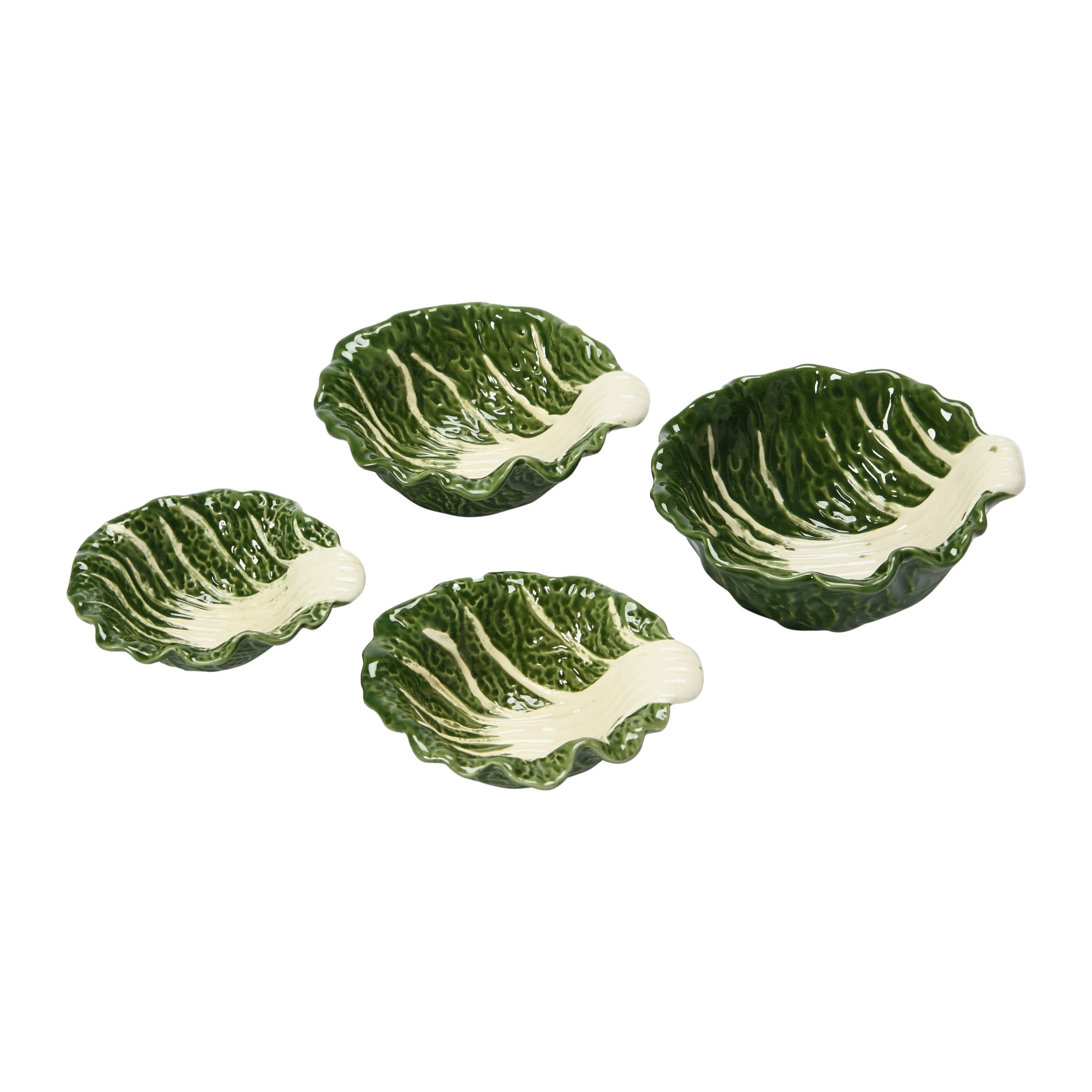 Creative Co-Op Hand-painted Cabbage Shaped Stoneware Bowls, Set of 4 ...