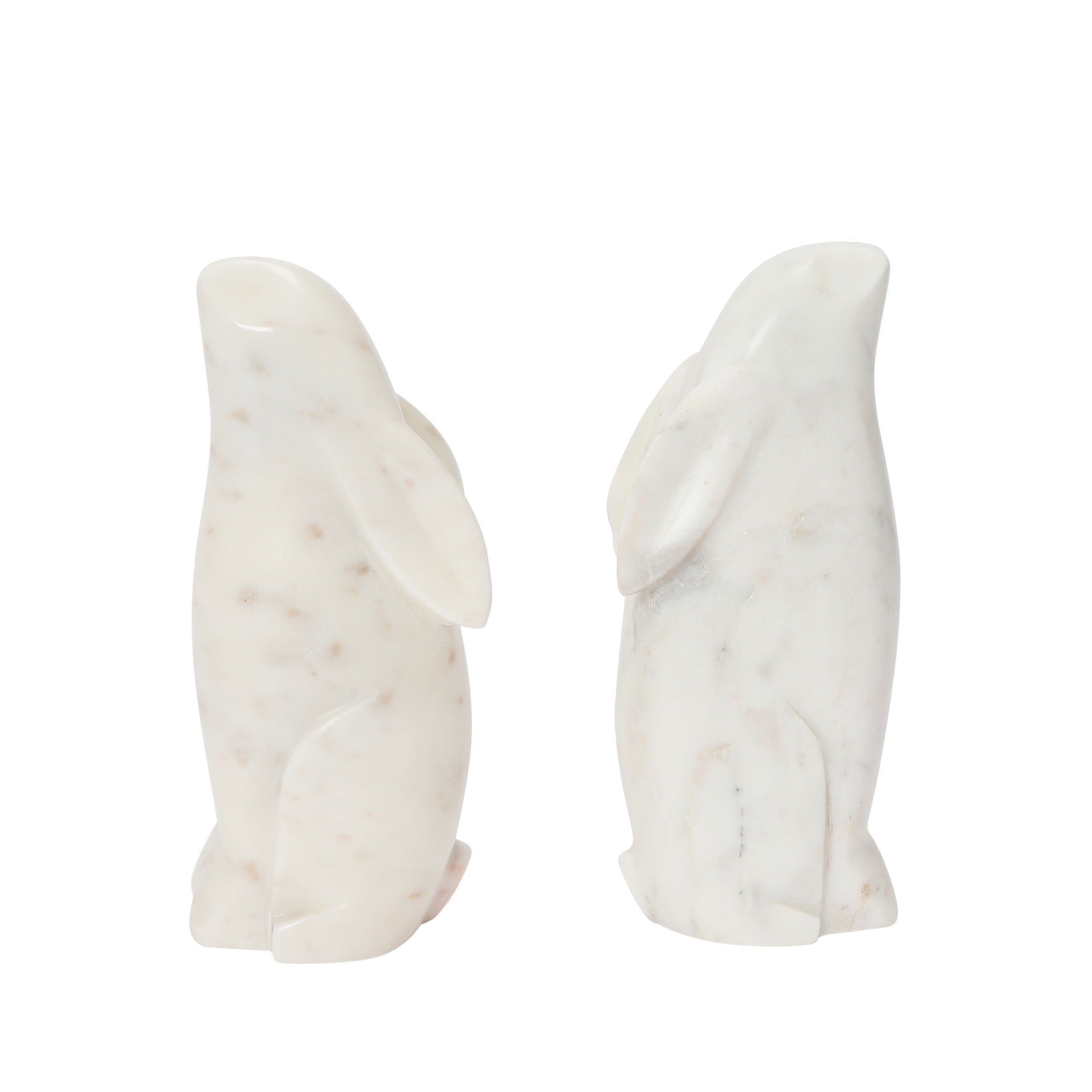 Creative Co-Op Handcarved Rabbit Marble Bookends, White, Set of 2 ...