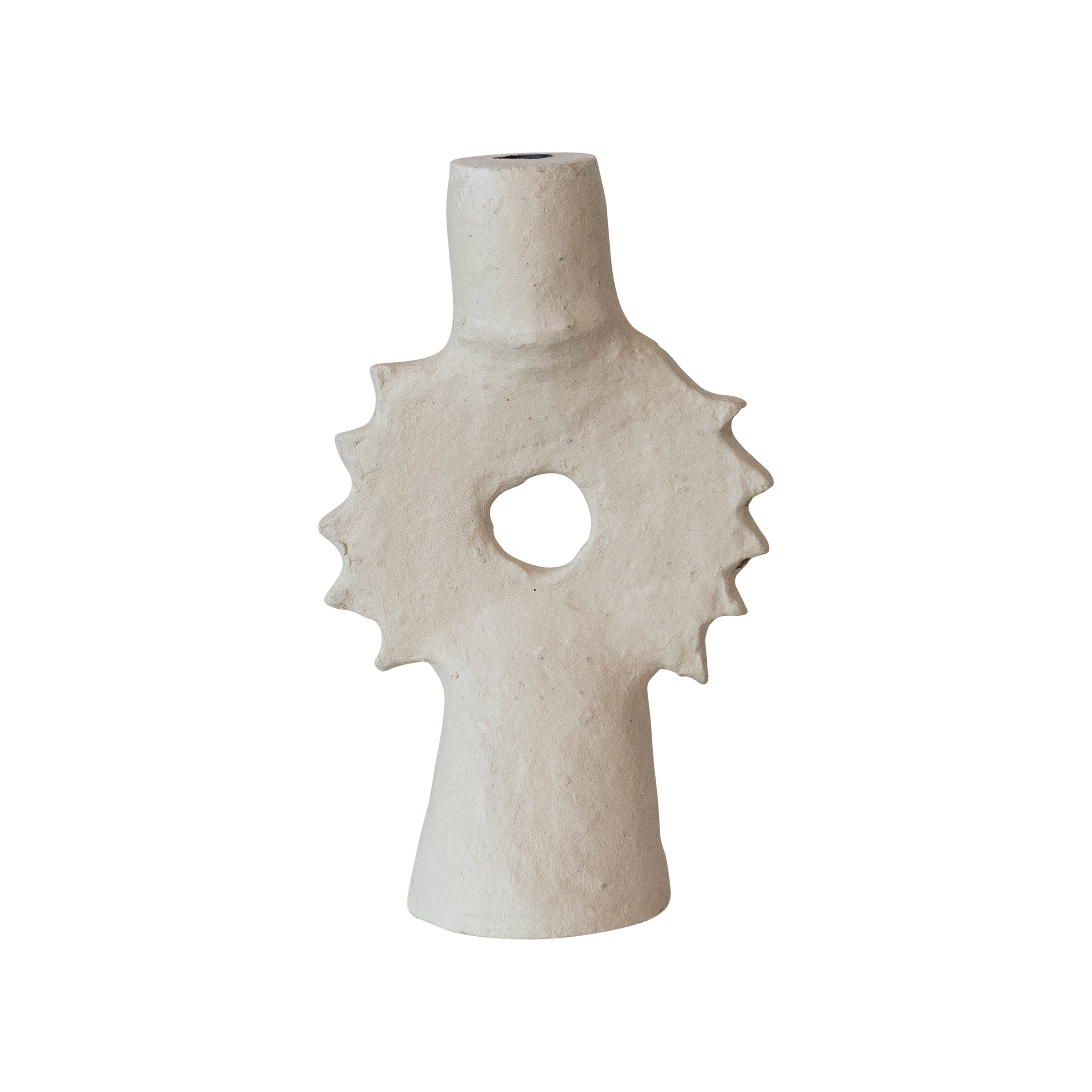 Creative Co-Op Handmade Paper Mache Spiked Taper Candle Holder, Natural ...