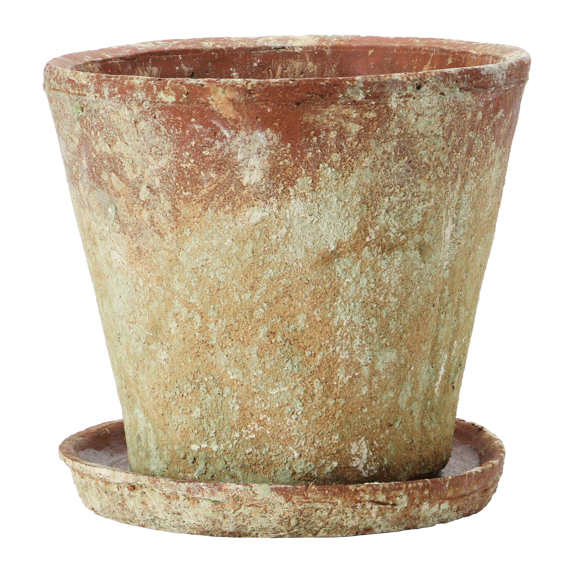 Creative Co-Op Large Round Cement Planter with Saucer and Distressed ...
