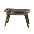 Creative Co-Op Mango Wood Stool with Woven Leather Top, Black and Natural - Walmart.com
