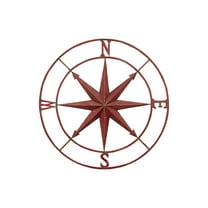 DecMode Silver Metal Compass Wall Decor with Distressed Copper Like ...