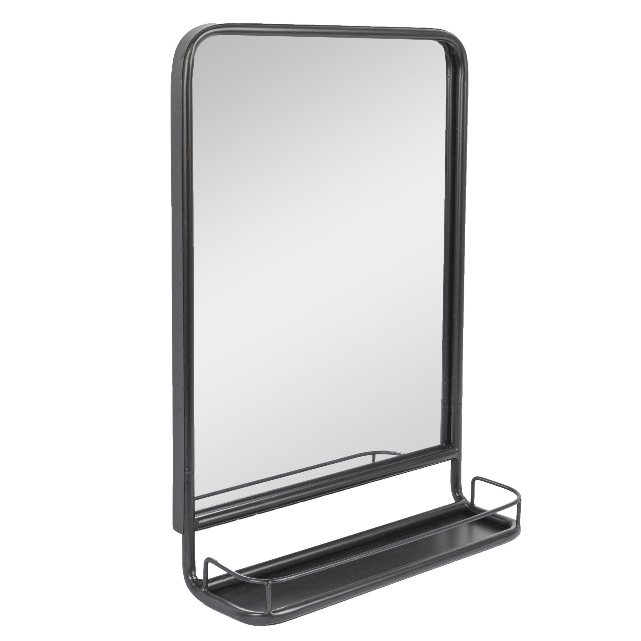 Creative Co-Op Metal Framed Rectangle Wall Mirror with Shelf, Black ...