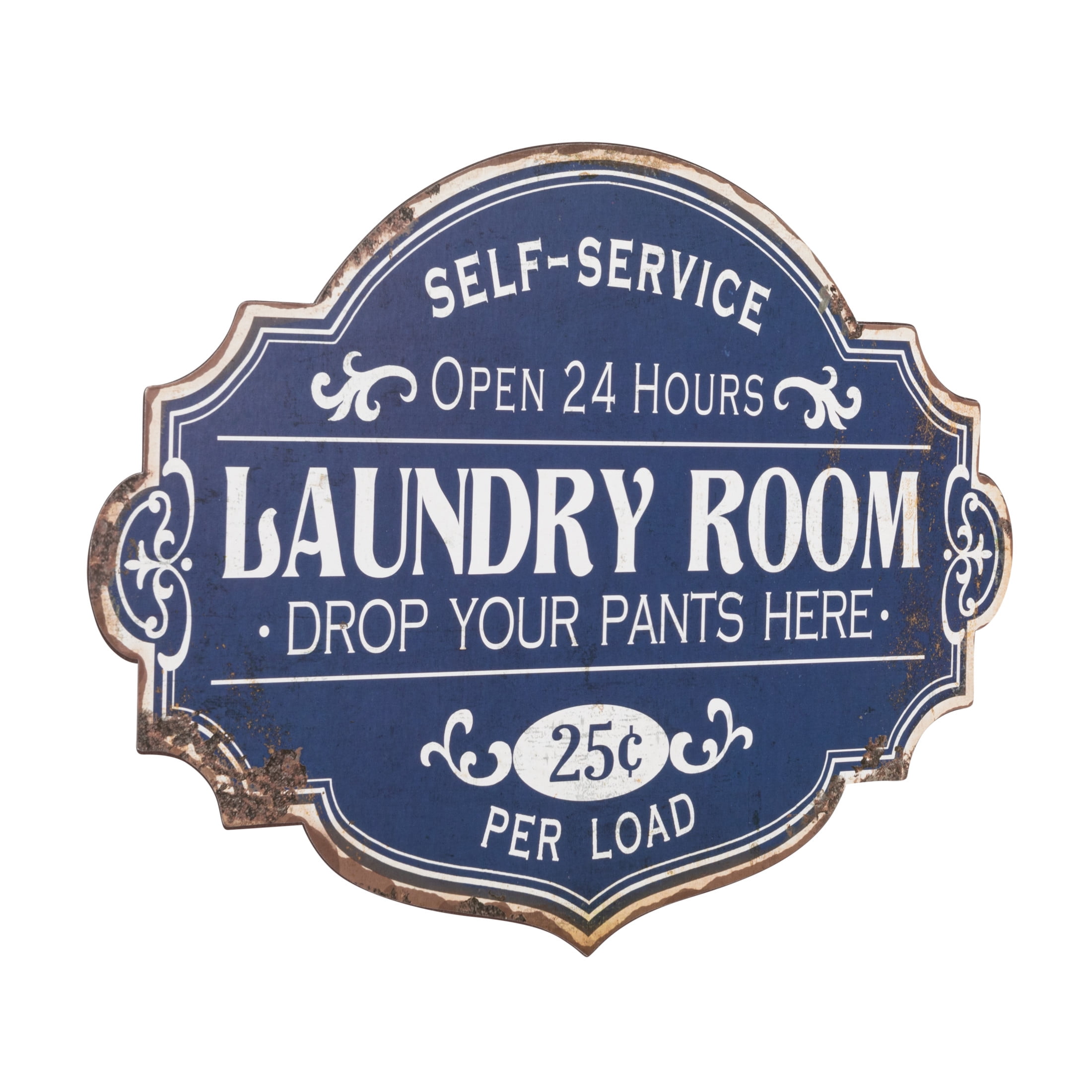 Creative Co-Op Metal Laundry Room Wall Sign, Blue, 20 x 13.25 Inches ...