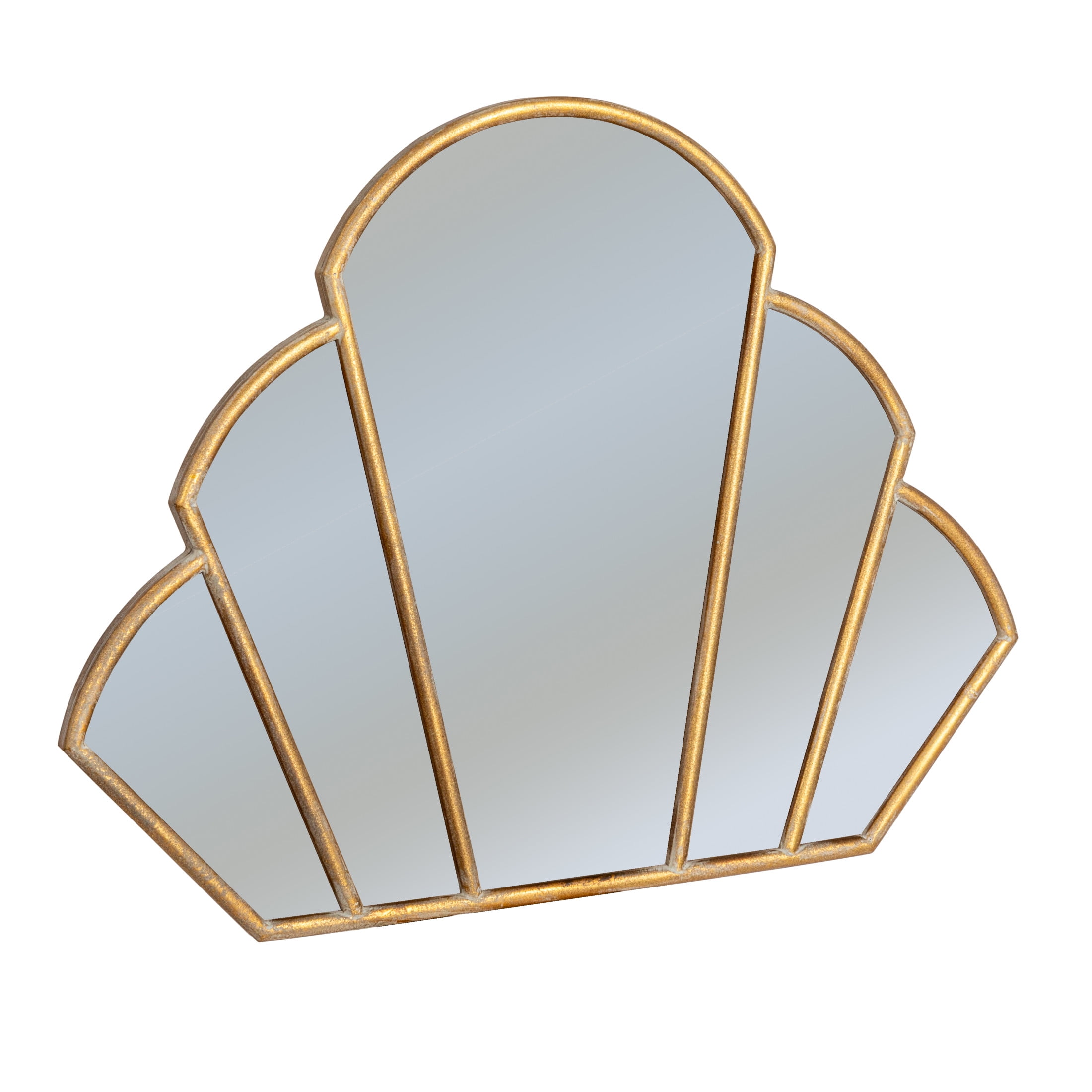 Creative Co-Op Modern Scallop Shaped Metal Wall Mirror, Antique Gold ...