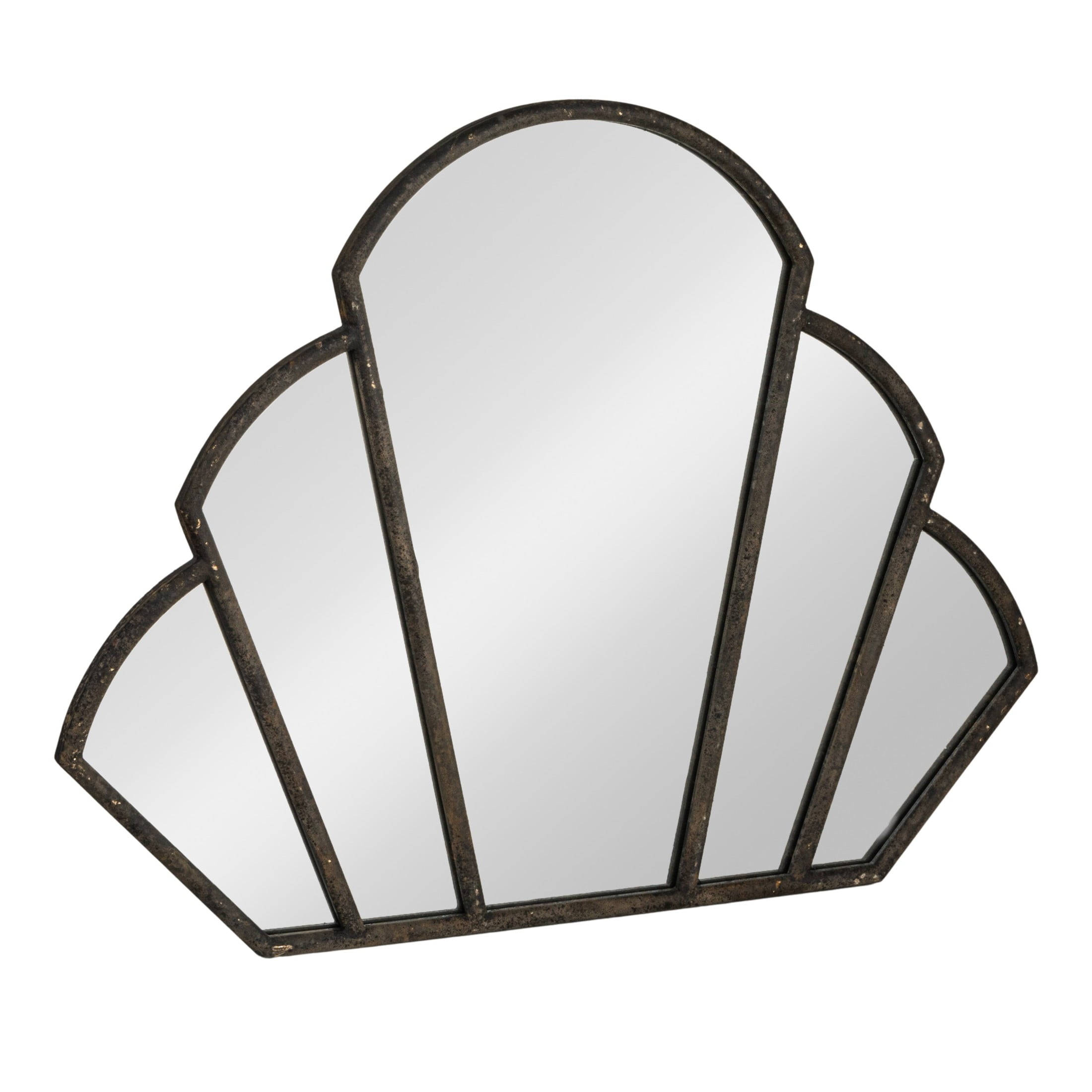 Creative Co-Op Modern Scallop Shaped Metal Wall Mirror, Distressed ...
