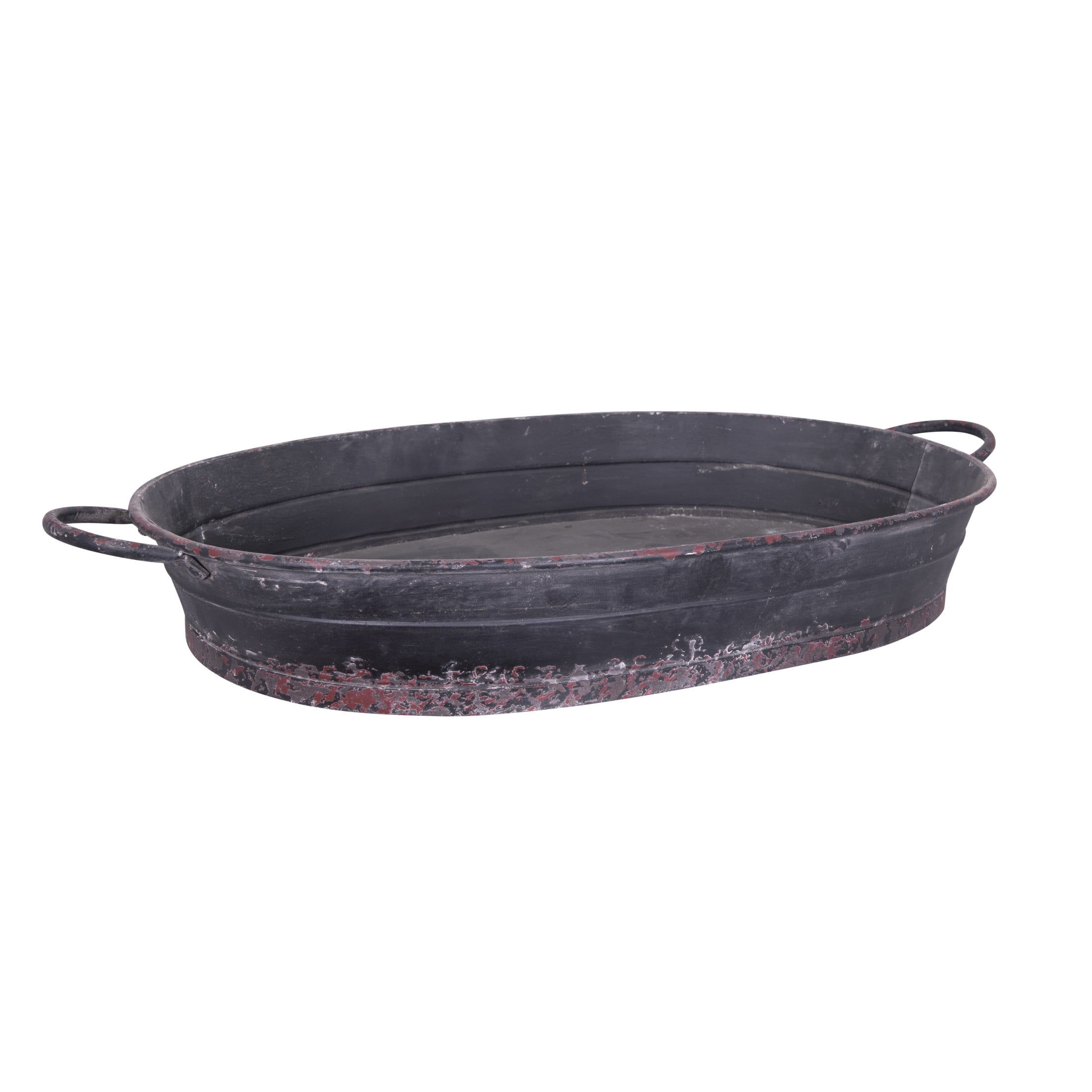 Creative Co-Op Oval Distressed Metal Tray - Walmart.com