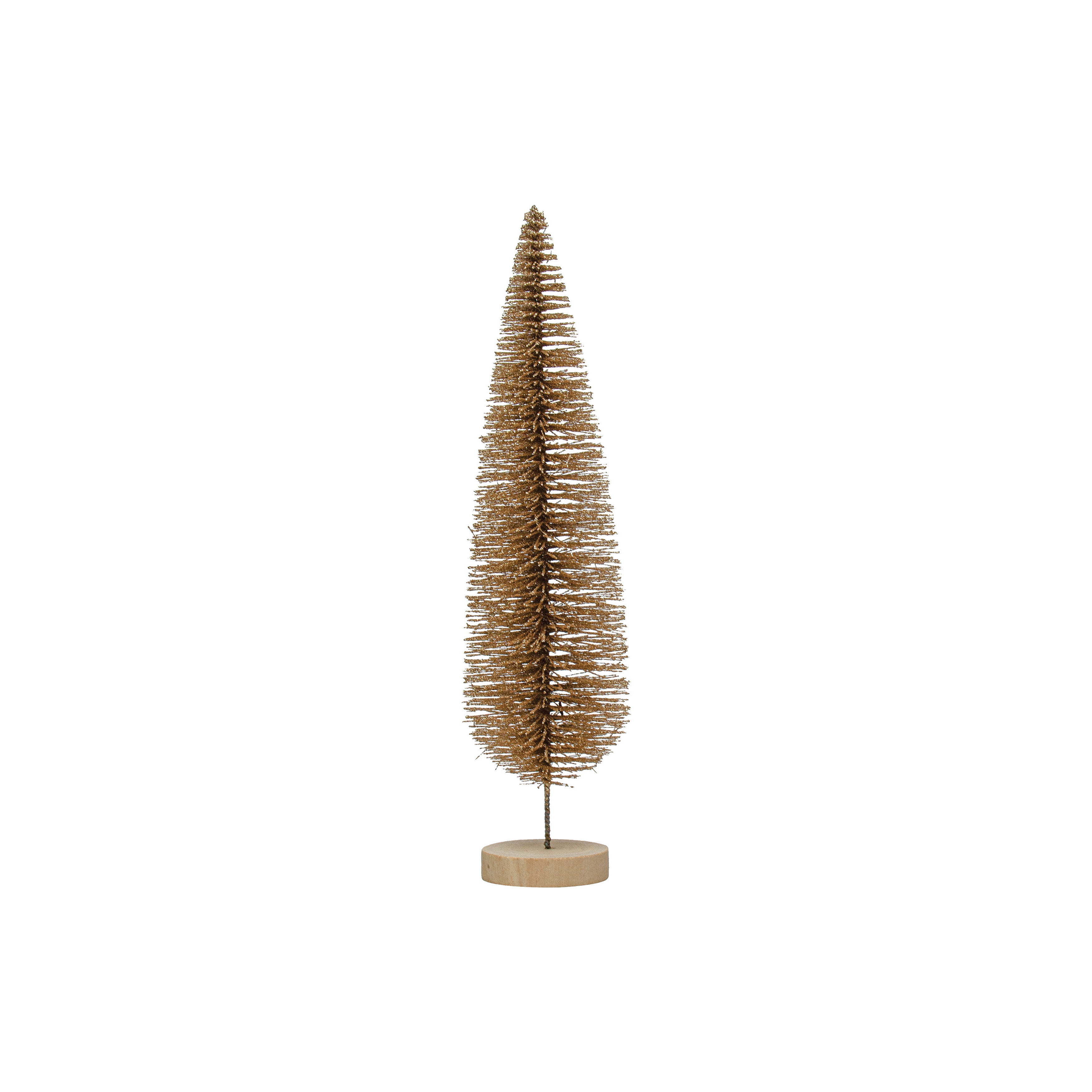 Creative Co-Op Plastic Bottle Brush Tree with Glitter and Wood Base ...
