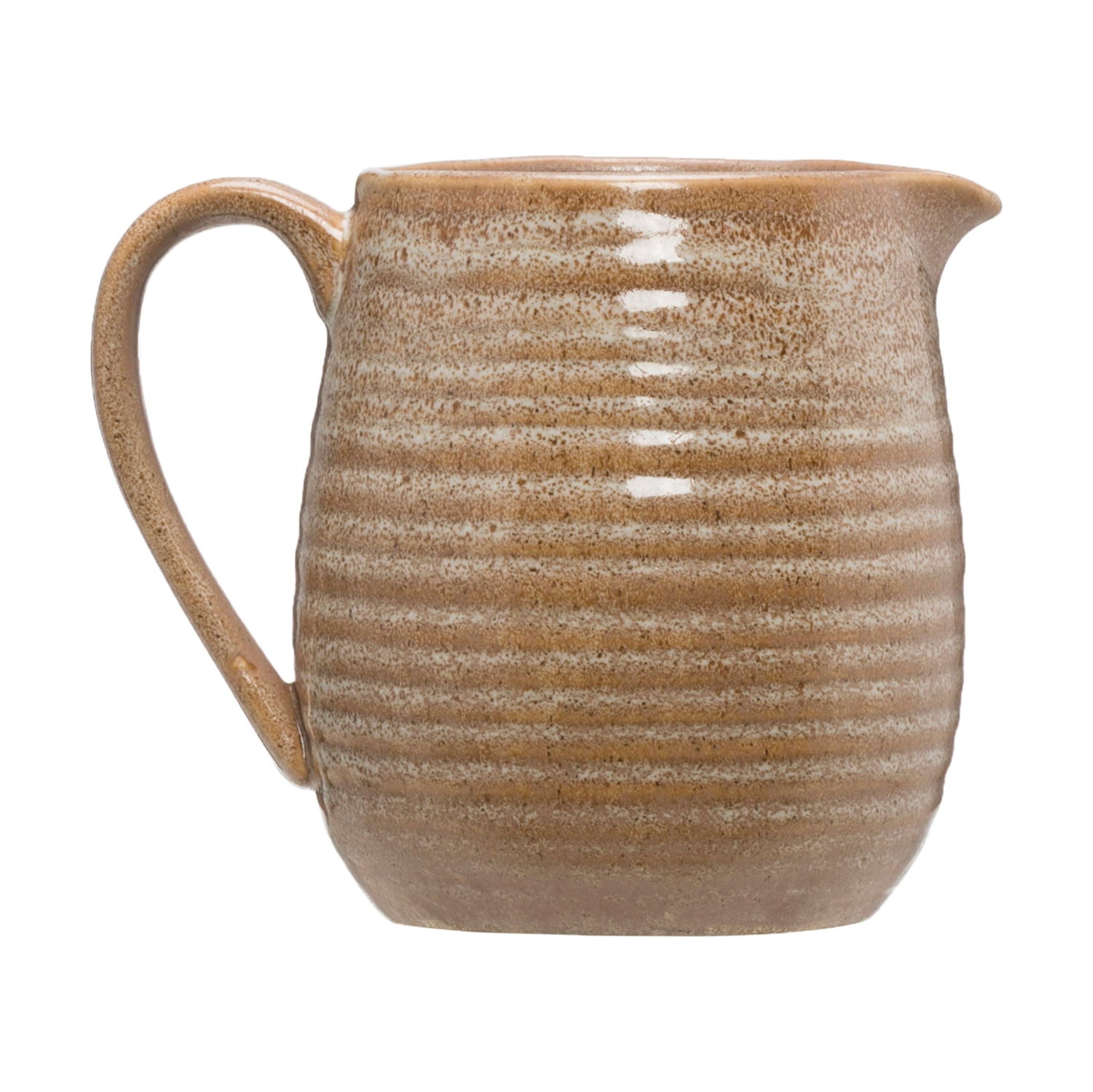 Creative Co-Op Putty Grey Stoneware Pitcher with Reactive Glaze Finish ...