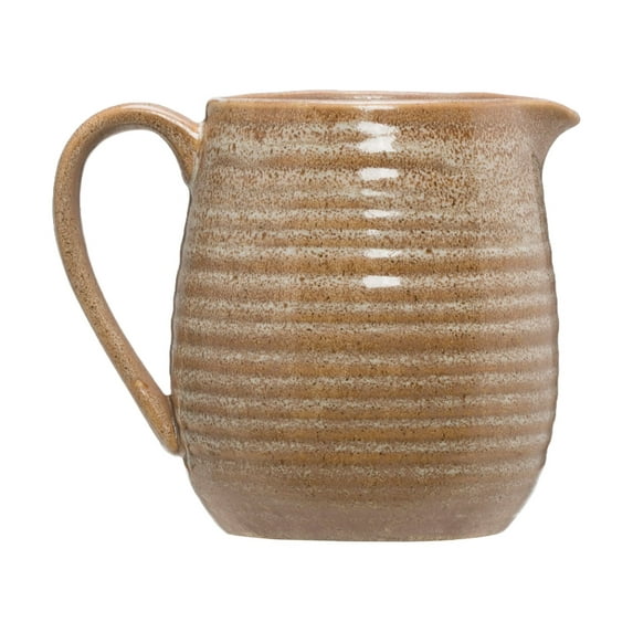 Creative Co-Op Putty Grey Stoneware Pitcher with Reactive Glaze Finish ...