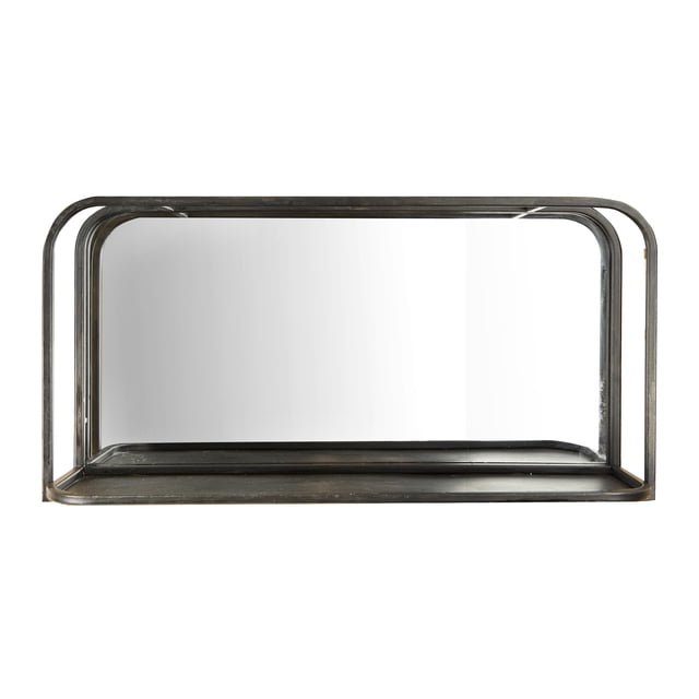 Creative Co-Op Rectangle Metal Framed Wall Mirror with Shelf, Black ...