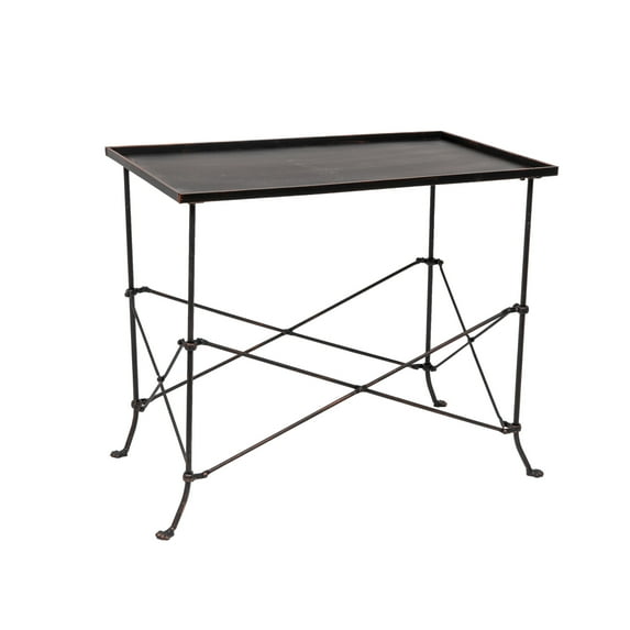Creative Co-Op Rectangular Tall Metal End Table with Claw Feet, Rustic ...