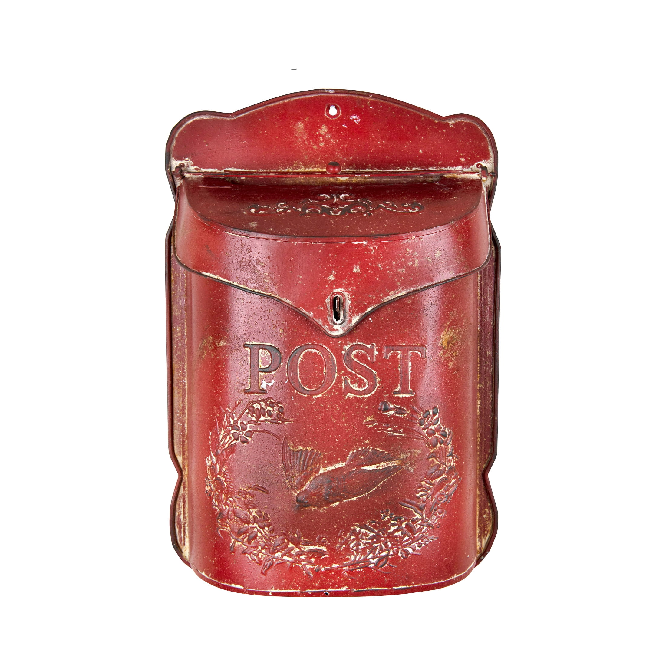 Creative Co-Op Red Embossed Tin "Post" Letter Box - Walmart.com