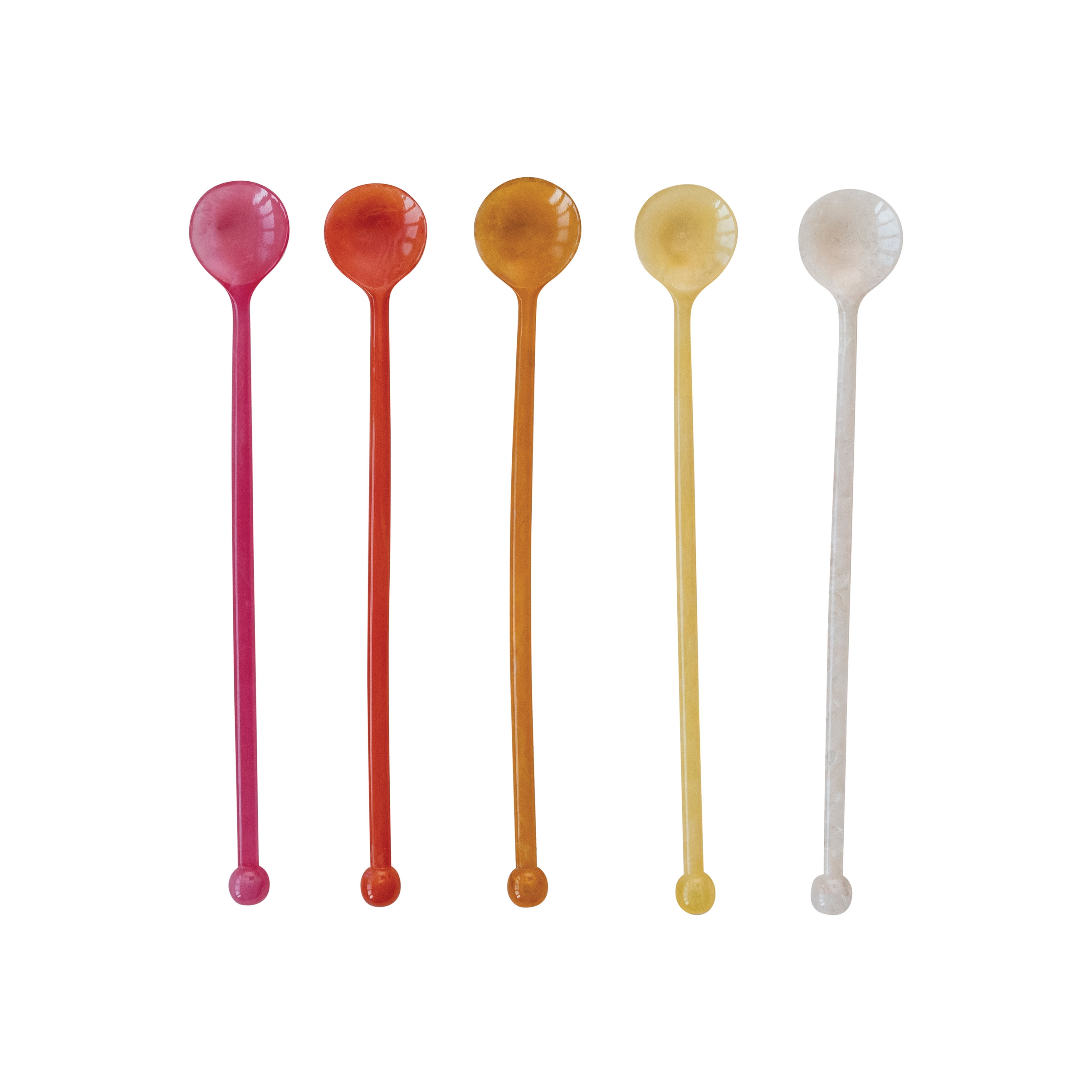 Creative Co-Op Resin Cocktail Spoon Set, Multicolor, Set of 5 - Walmart.com