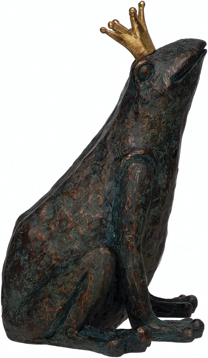 Creative Co-Op Resin Frog with Gold Crown, Patina Finish - Walmart.com