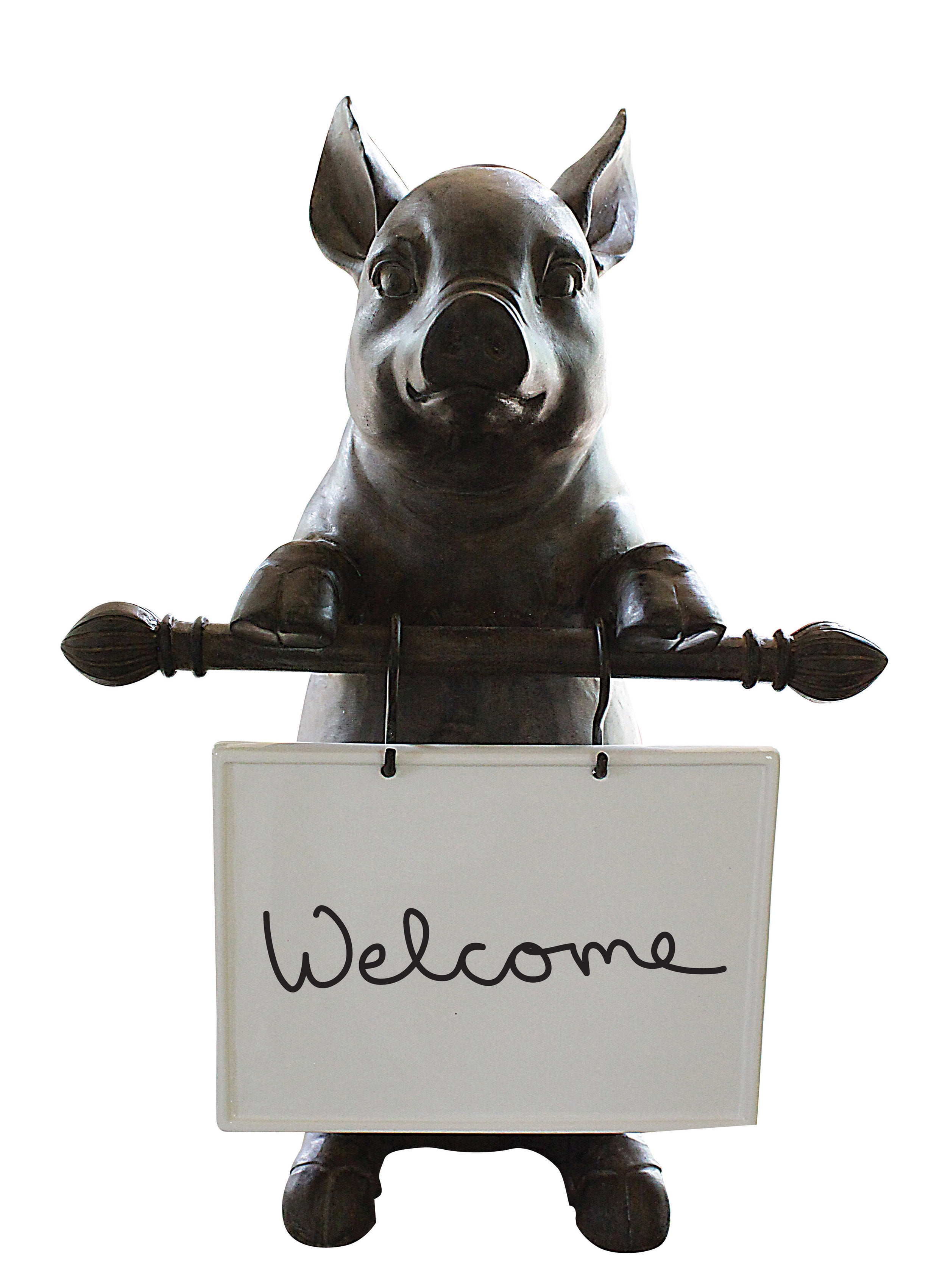 Creative Co-Op Resin Pig Holding Message Board - Walmart.com