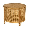 Creative Co-Op Round Bamboo and Rattan Accent Storage Table, Natural ...