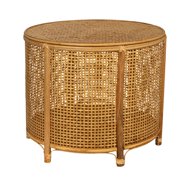 Creative Co-Op Mango Wood End Table with 2 Cane Shelves, Black ...