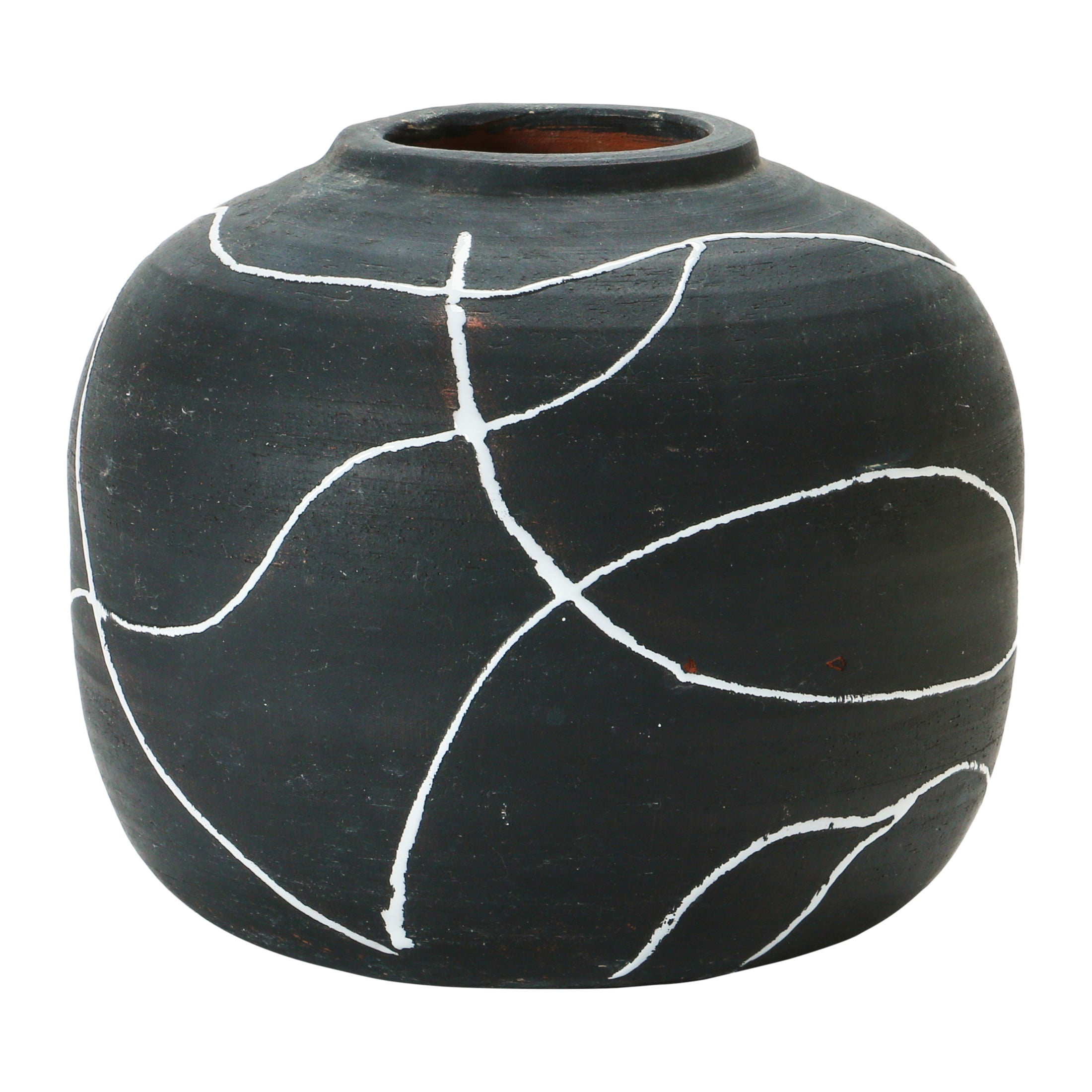 Creative Co-Op Round Decorative Terra-cotta Vase with Hand-painted ...