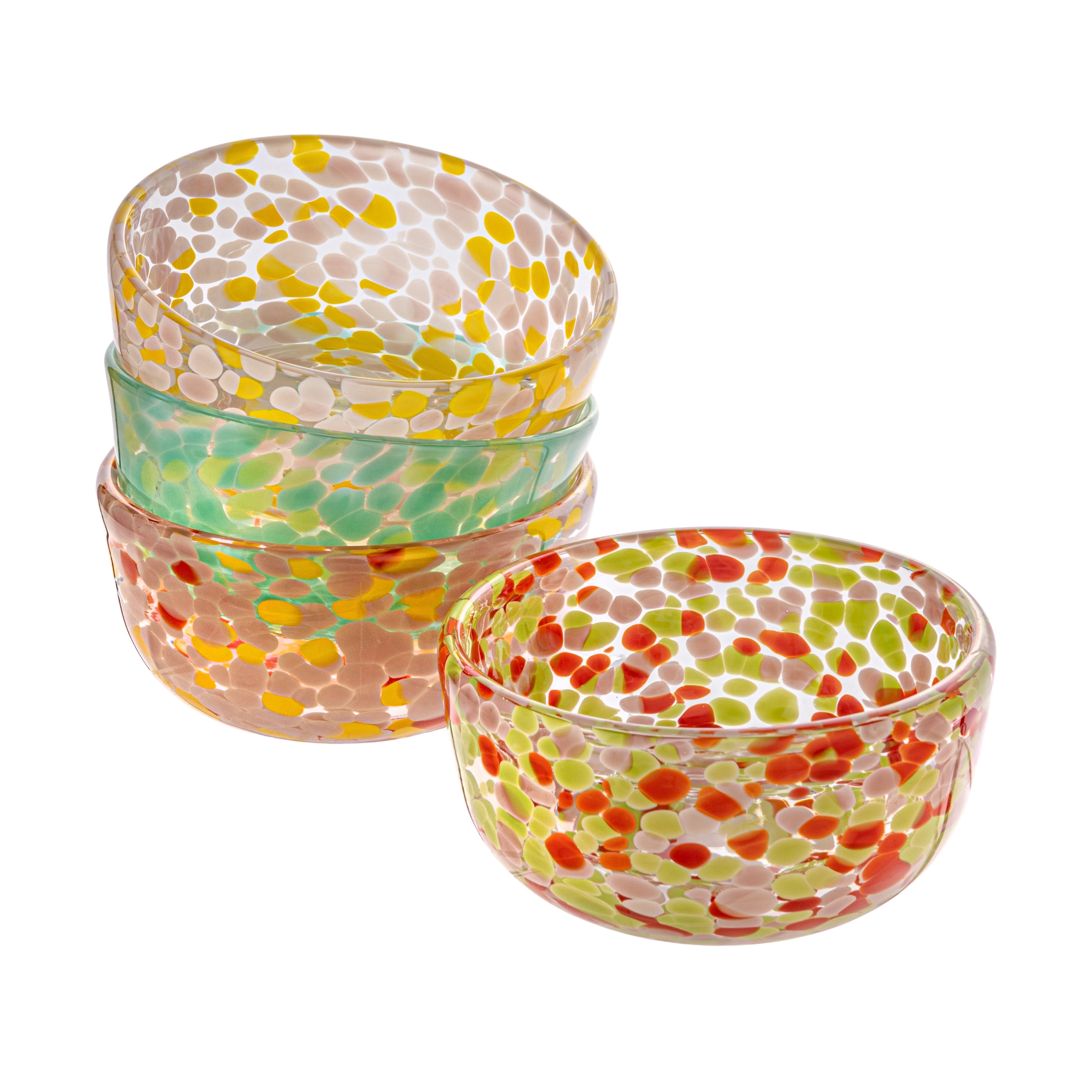 Creative Co-Op Round Glass Bowl with 4 Pattern Design Styles ...