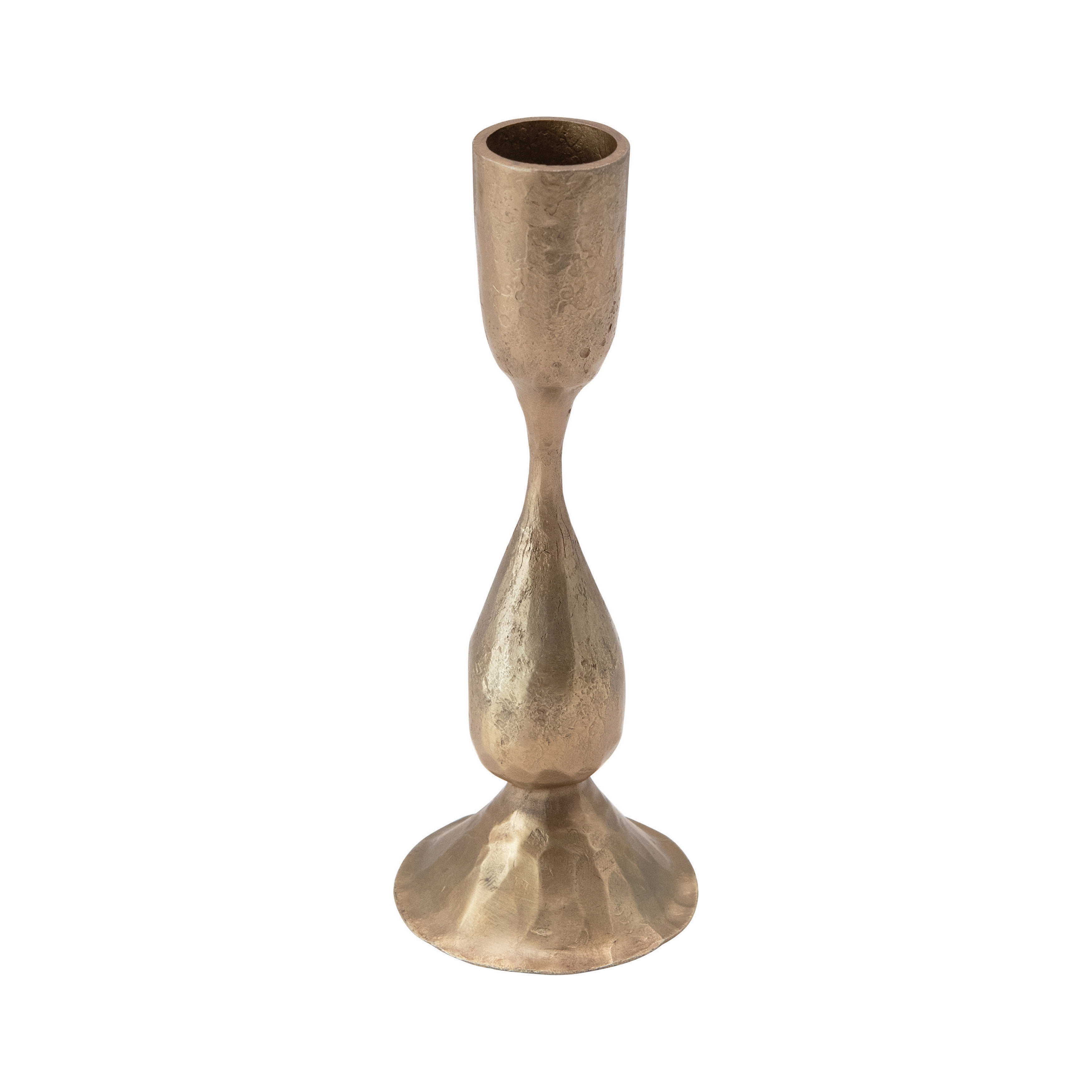 Creative Co-Op Round Hand-Forged Metal Taper Holder, Antique Brass ...