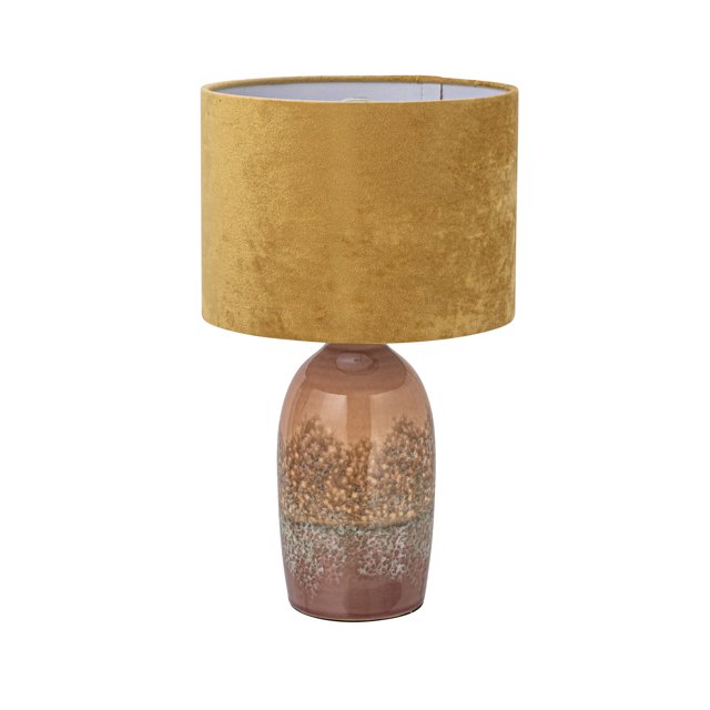 Creative Co-Op Round Stoneware Table Lamp with Velvet Shade and ...