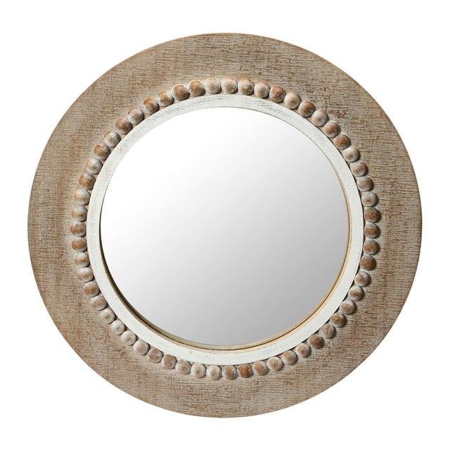Creative Co-Op Round Wood Framed Wall Mirror, Natural - Walmart.com