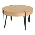 Creative Co-Op Round Wood Side Coffee Table with Metal Hairpin Legs, Black and Natural - Walmart.com