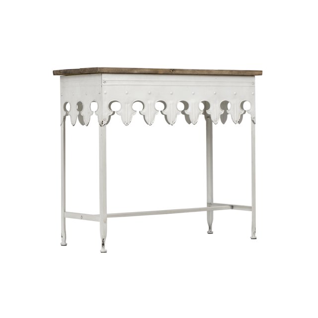 Creative Co-Op Rustic Farmhouse Metal Console Table with Solid Wood Top ...