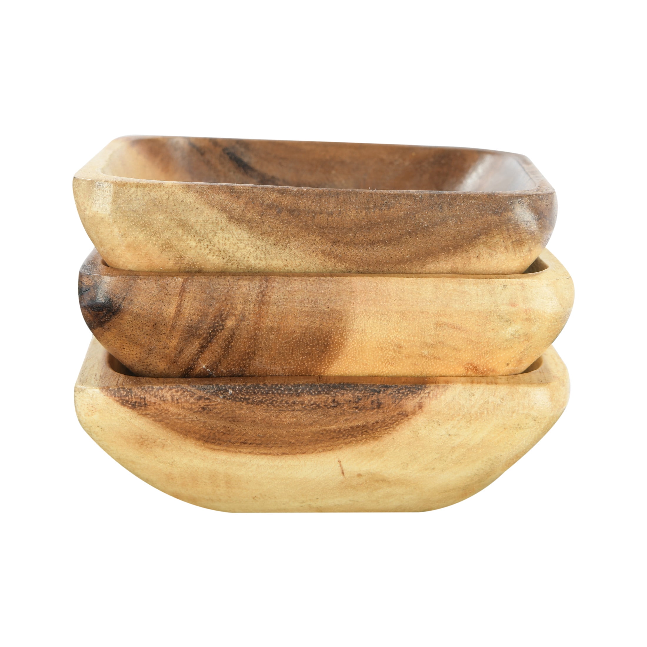 Creative Co-Op Square Acacia Wood Bowls (Set of 3 Pieces) - Walmart.com