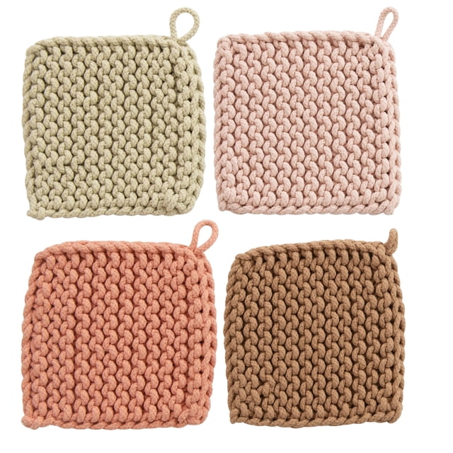 Creative Co-Op Square Cotton Crocheted Potholder, 4 Colors - Walmart.com