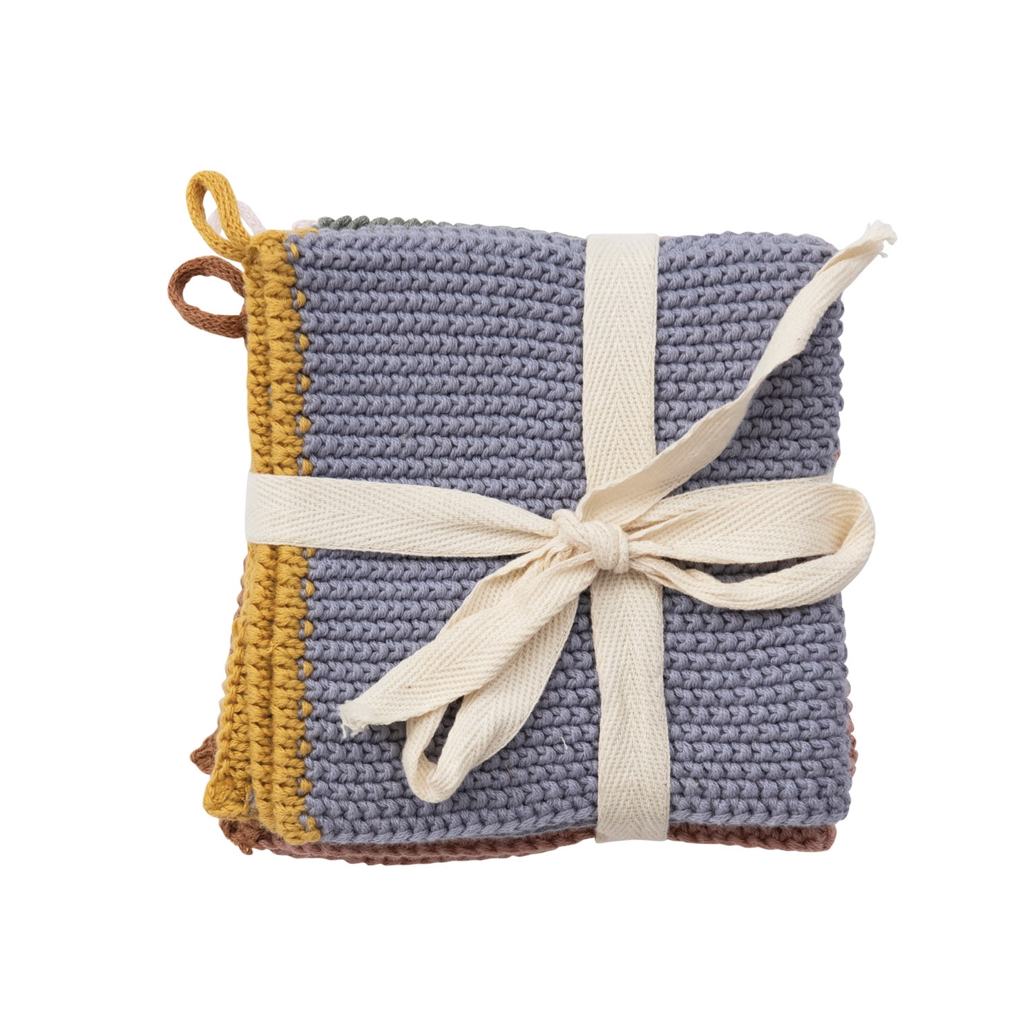 Creative Co-Op Square Cotton Knit Dish Cloths with Loops - Walmart.com