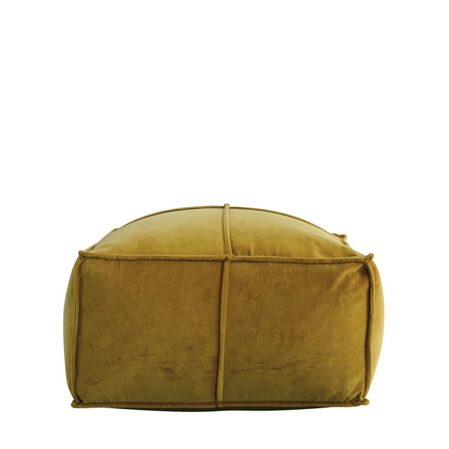 Creative Co-Op Square Cotton Velvet Pouf Seat, Goldenrod Yellow ...