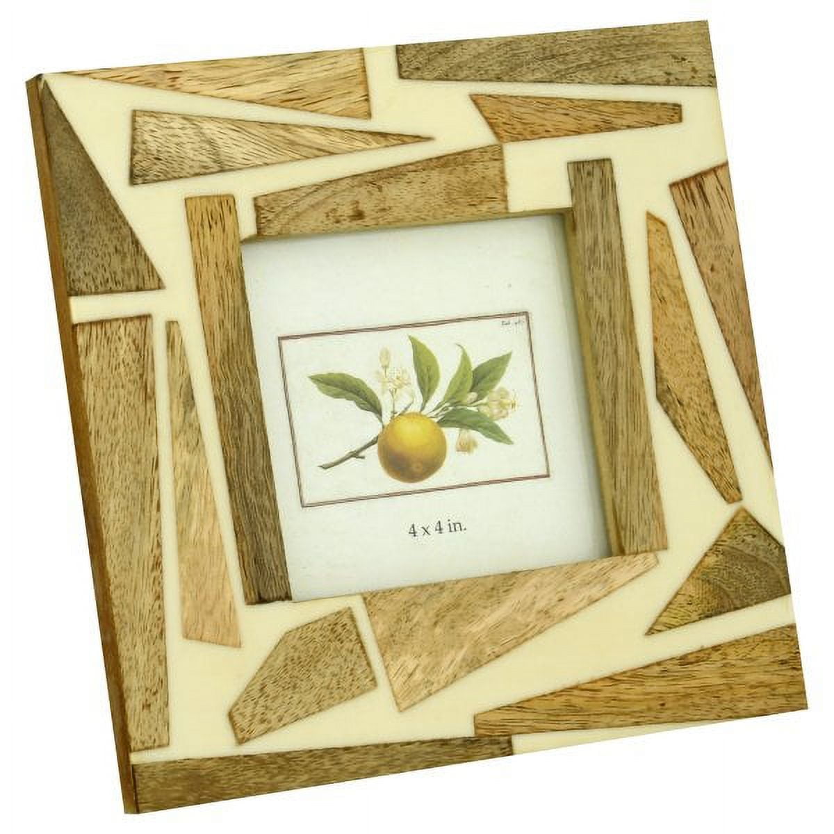 Creative Co-Op Square Resin & Wood Photo Frame (Holds 4" x 4" Photo ...