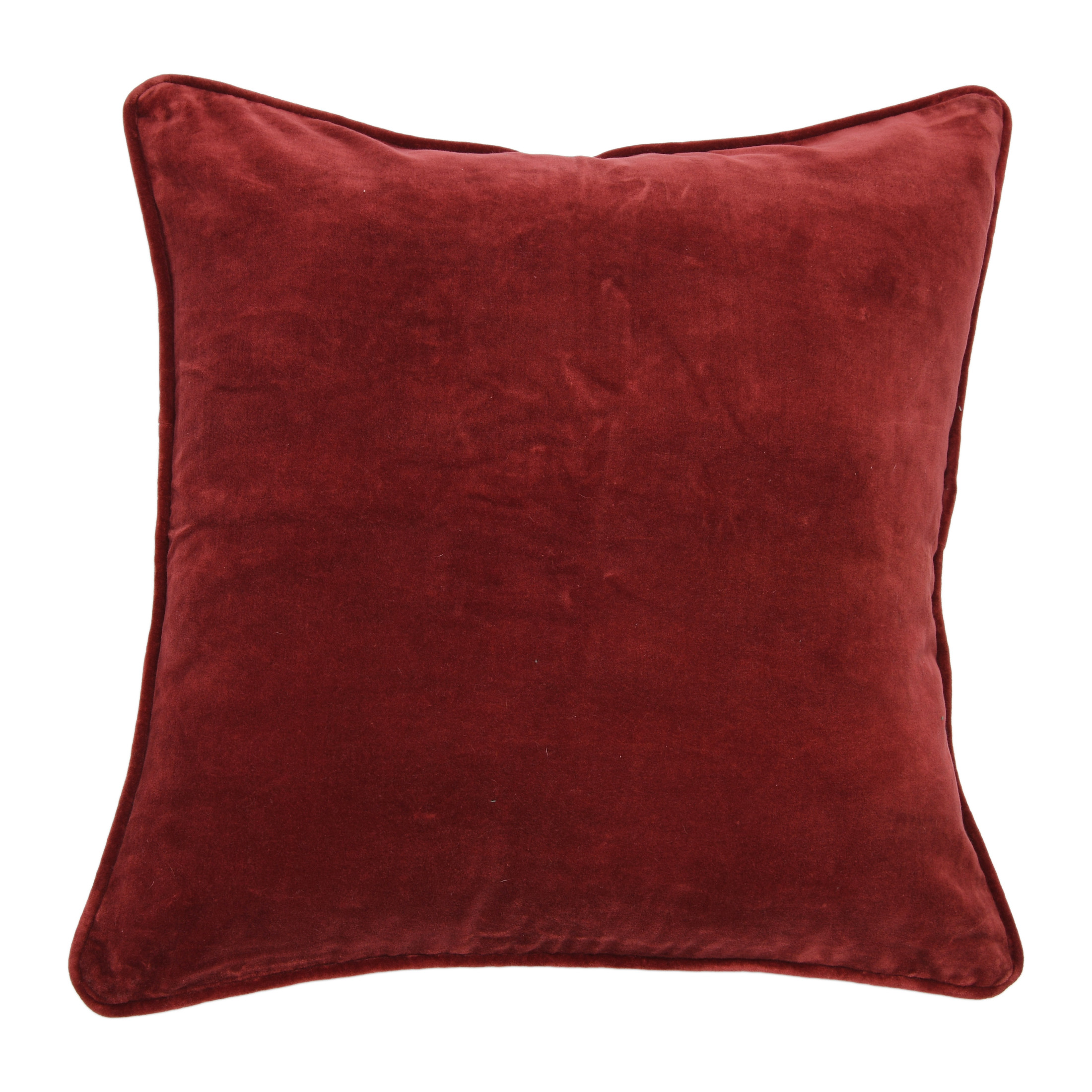 Creative Co-Op Square Velvet Pillow Cover with Piping, Burgundy ...