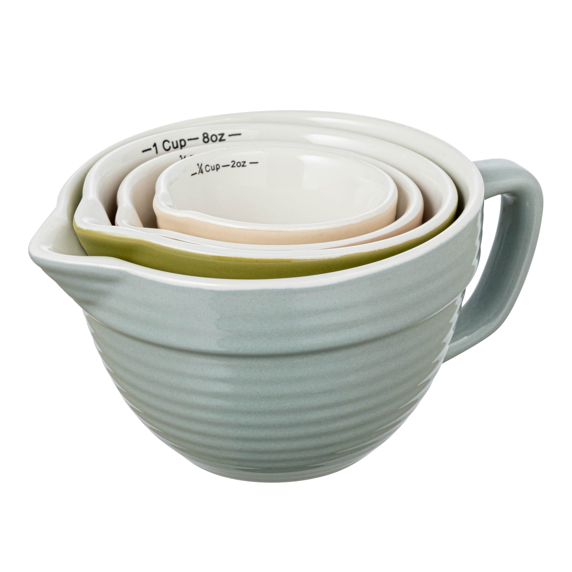 Creative Co-Op Stoneware Batter Bowl Measuring Cups, Set of 4 Sizes ...