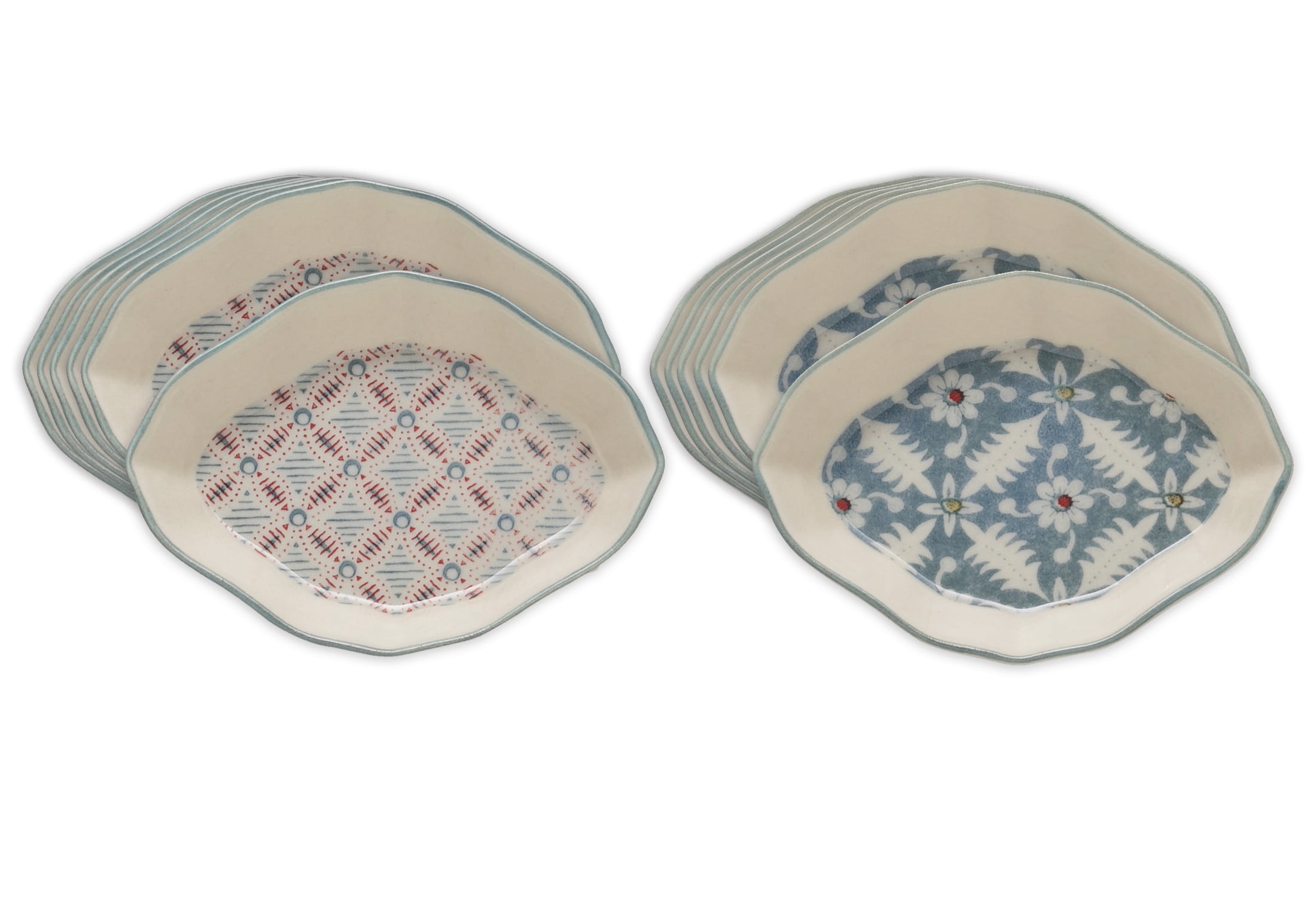 Creative Co-Op Stoneware Dish with Floral Pattern & Solid Rim (Set of 2 ...