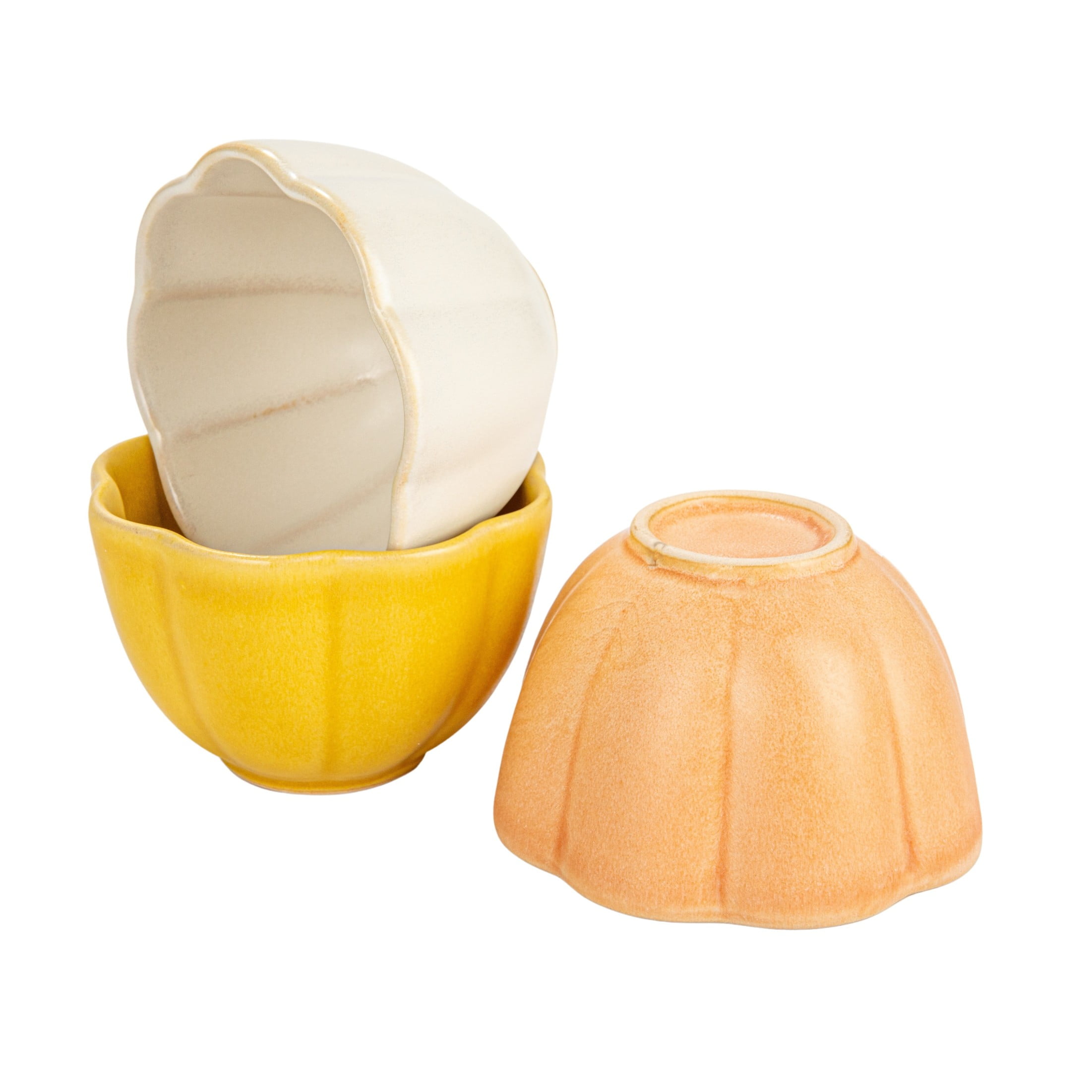 Creative Co-Op Stoneware Flower Shaped Bowl in Three Styles, Multicolor ...