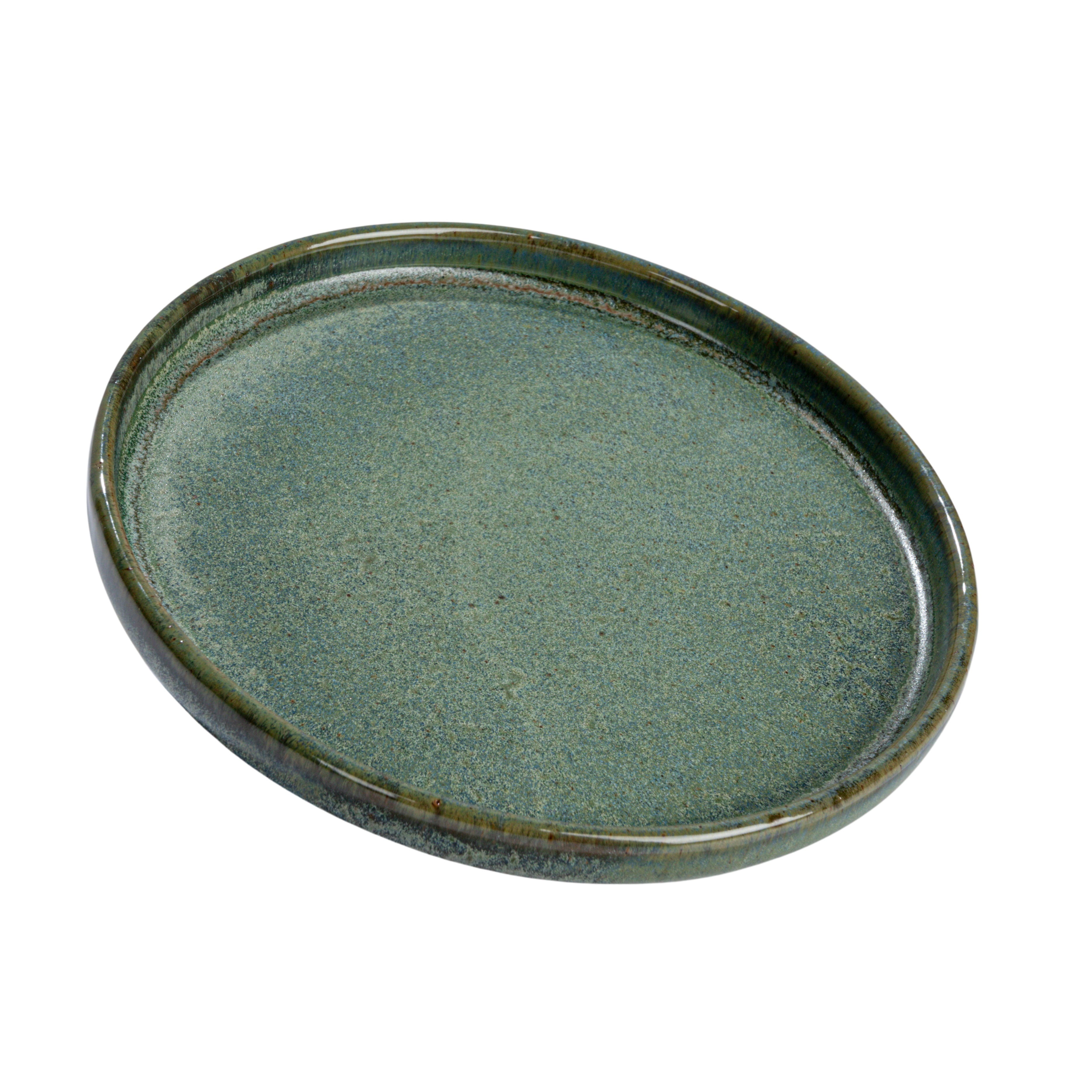 Creative Co-Op Stoneware Plate and Reactive Glaze, Matte Teal, Set of 4 ...