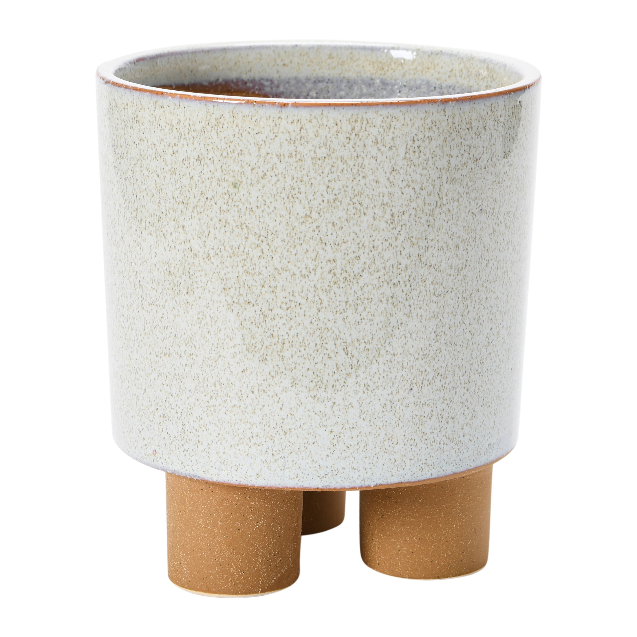 Creative Co-Op Stoneware Pot w Feet, White Reactive Glaze - Walmart.com