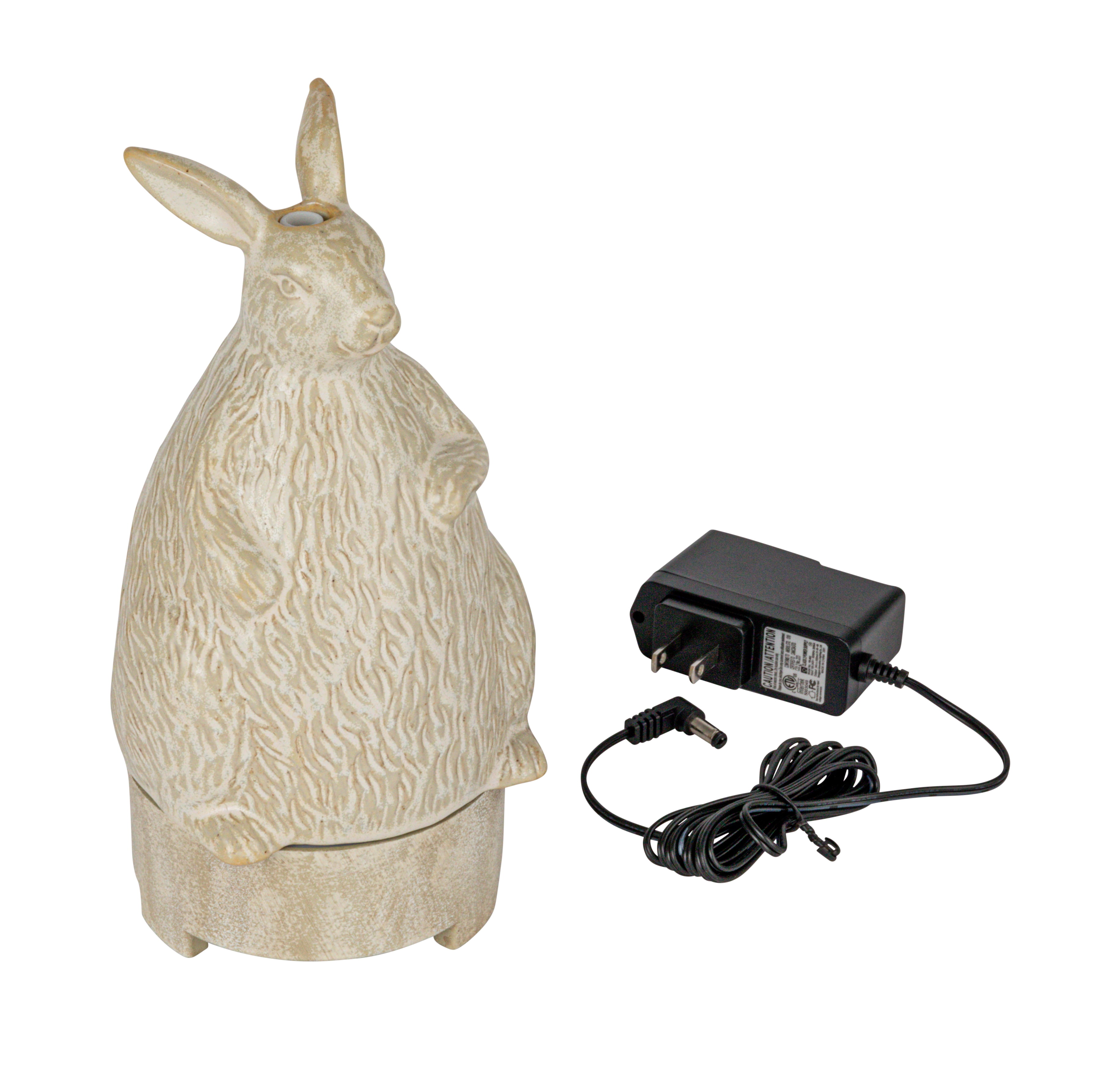Creative Co-Op Stoneware Rabbit Oil Diffuser with Timer, Cream ...
