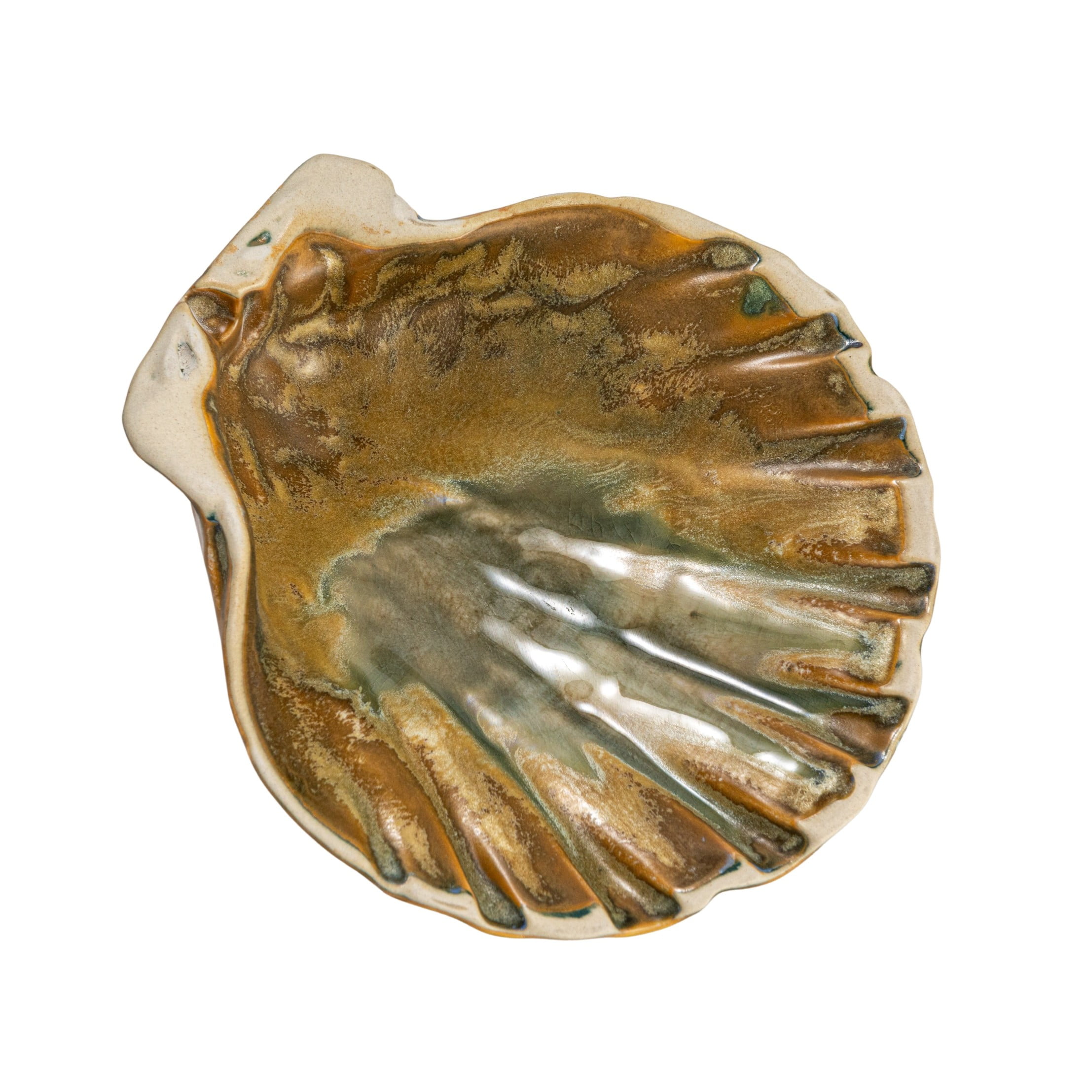 Creative Co-Op Stoneware Shell Dish with Reactive Crackle Glaze, Green ...