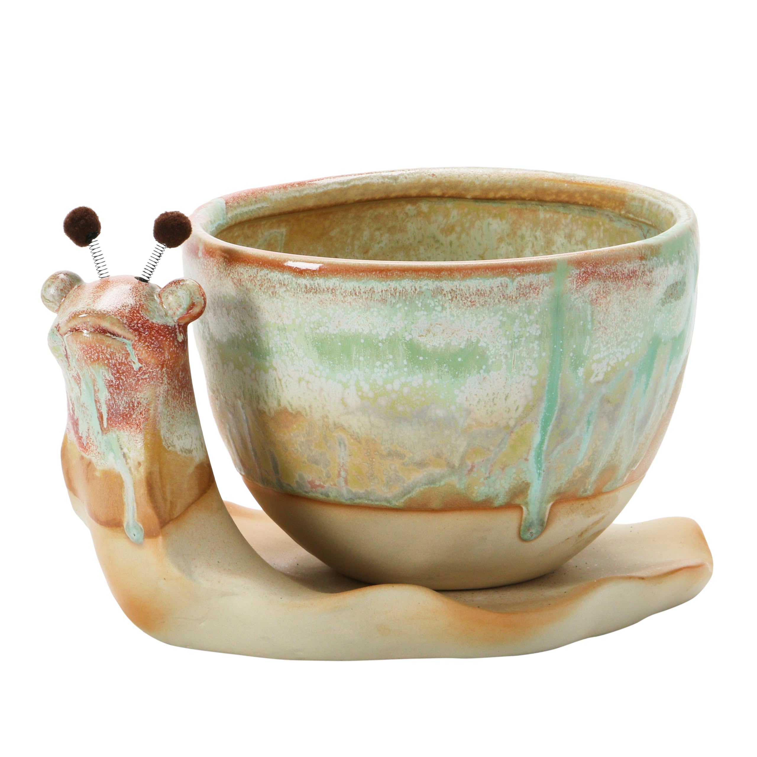 Creative Co-Op Stoneware Snail Planter, Reactive Glaze, (Each One Will ...