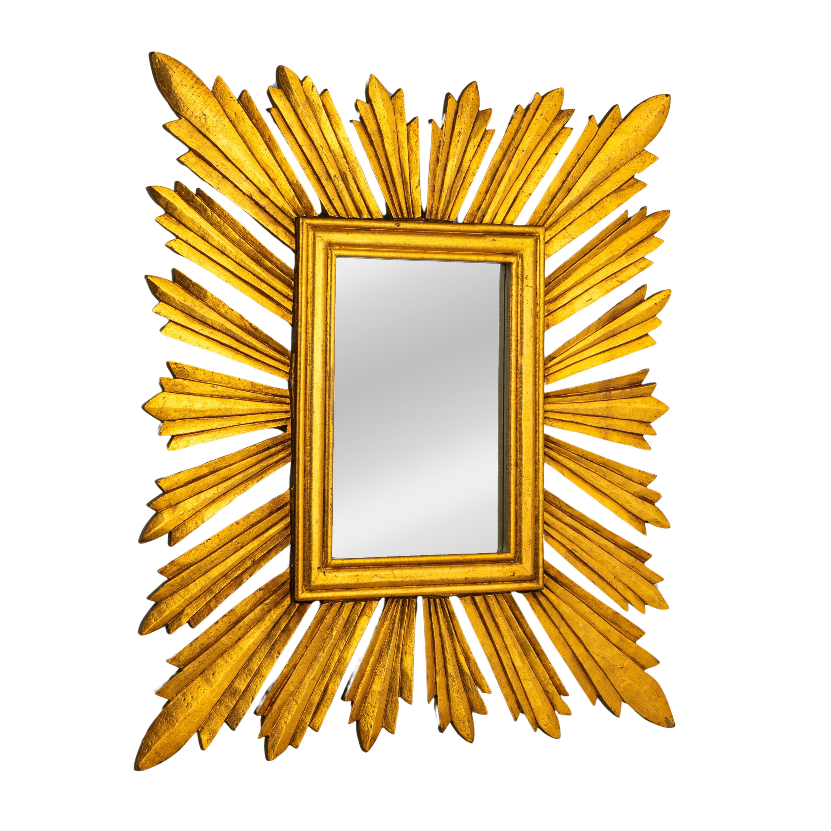 Creative Co-Op Sunburst Rectangular Wall Mirror, Gold - Walmart.com