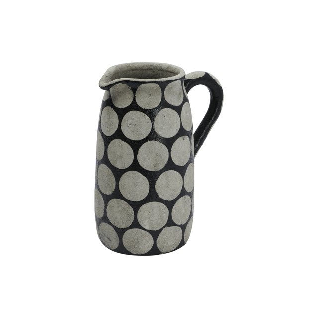 Creative Co-Op Terra-cotta Pitcher Vase with Wax Relief Dots, Black and ...
