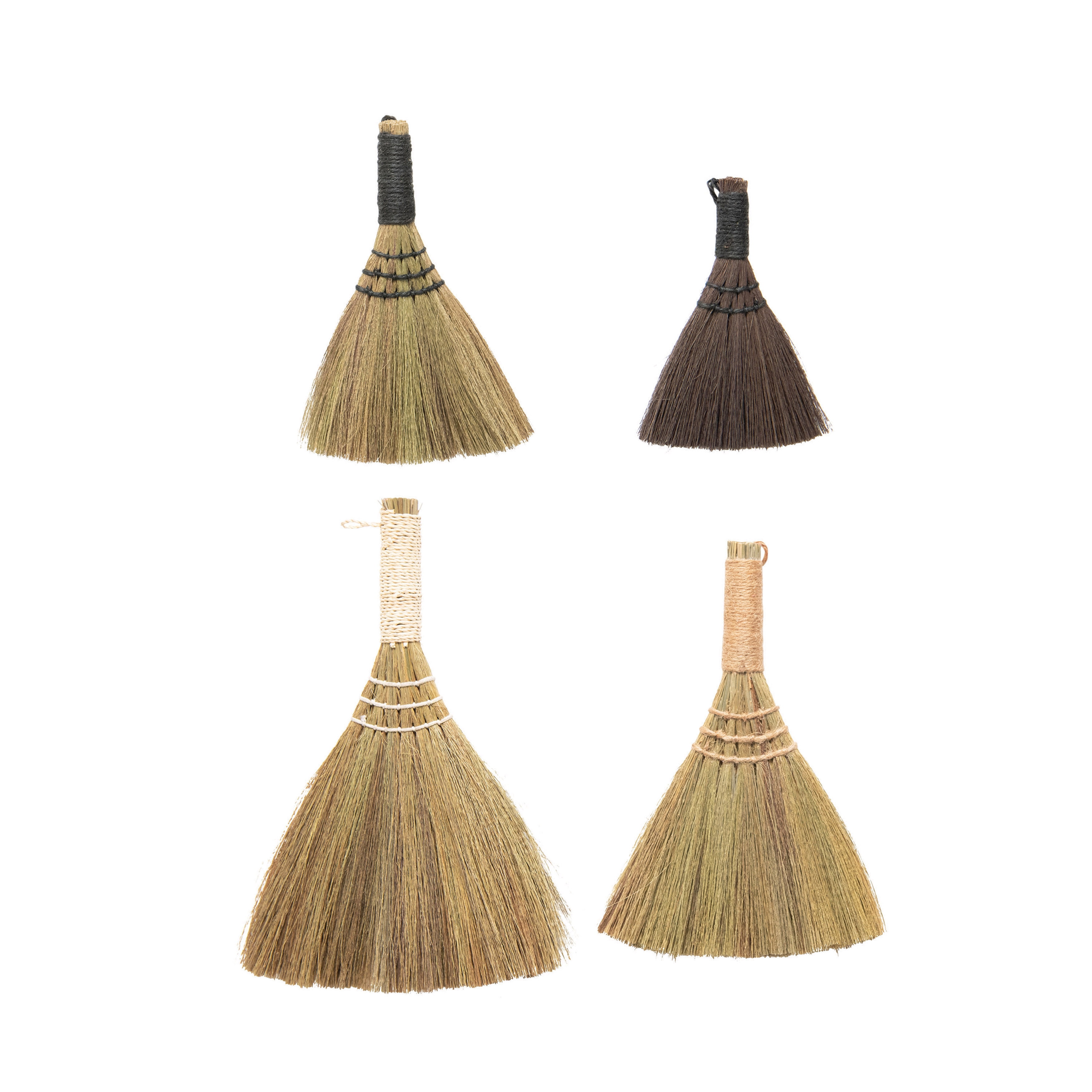 Creative Co-Op Whisk Brooms with Yarn Wrapped Handles, Multi Color ...