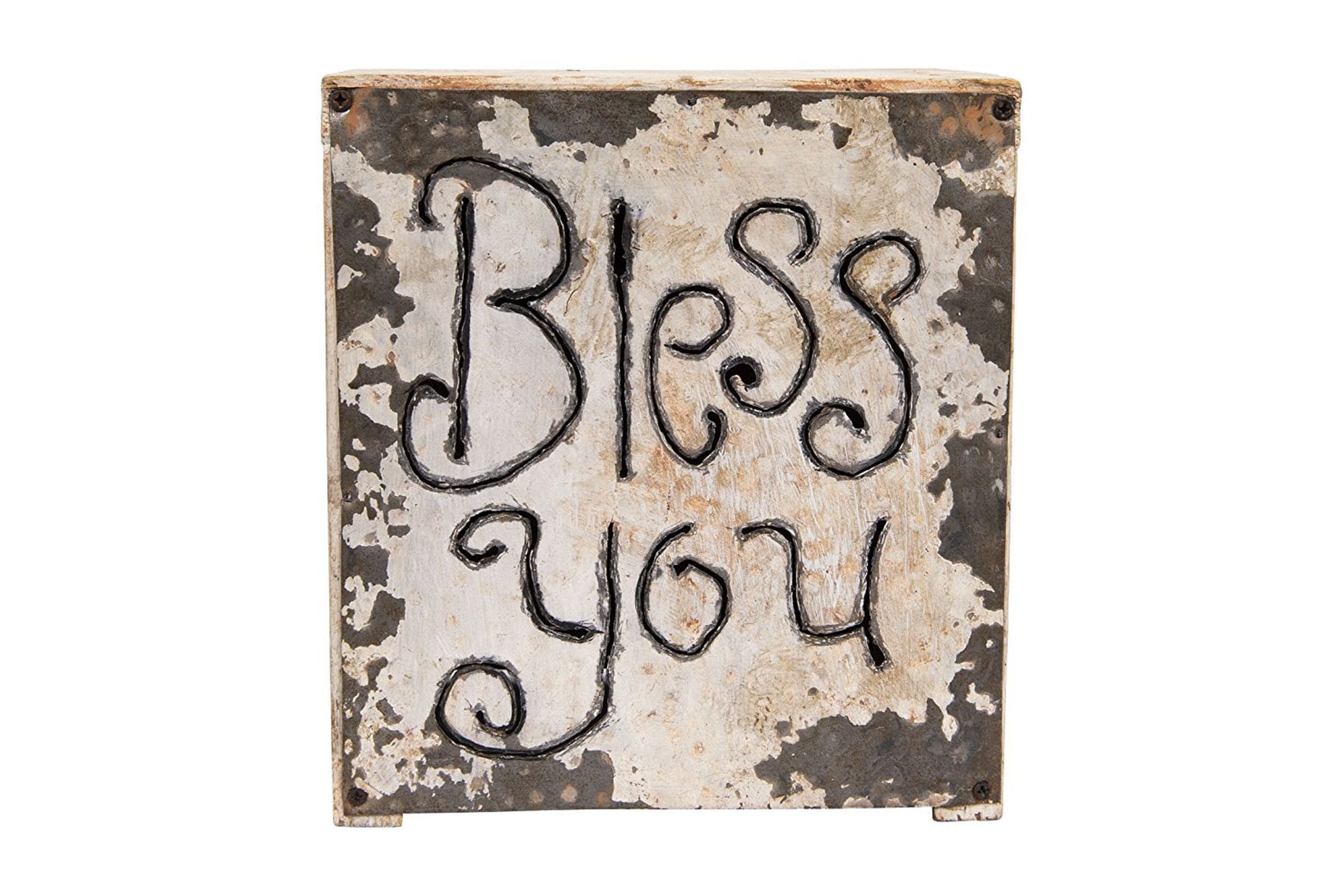 Creative Co-Op Wood & Metal Bless You Tissue Box Cover - Walmart.com