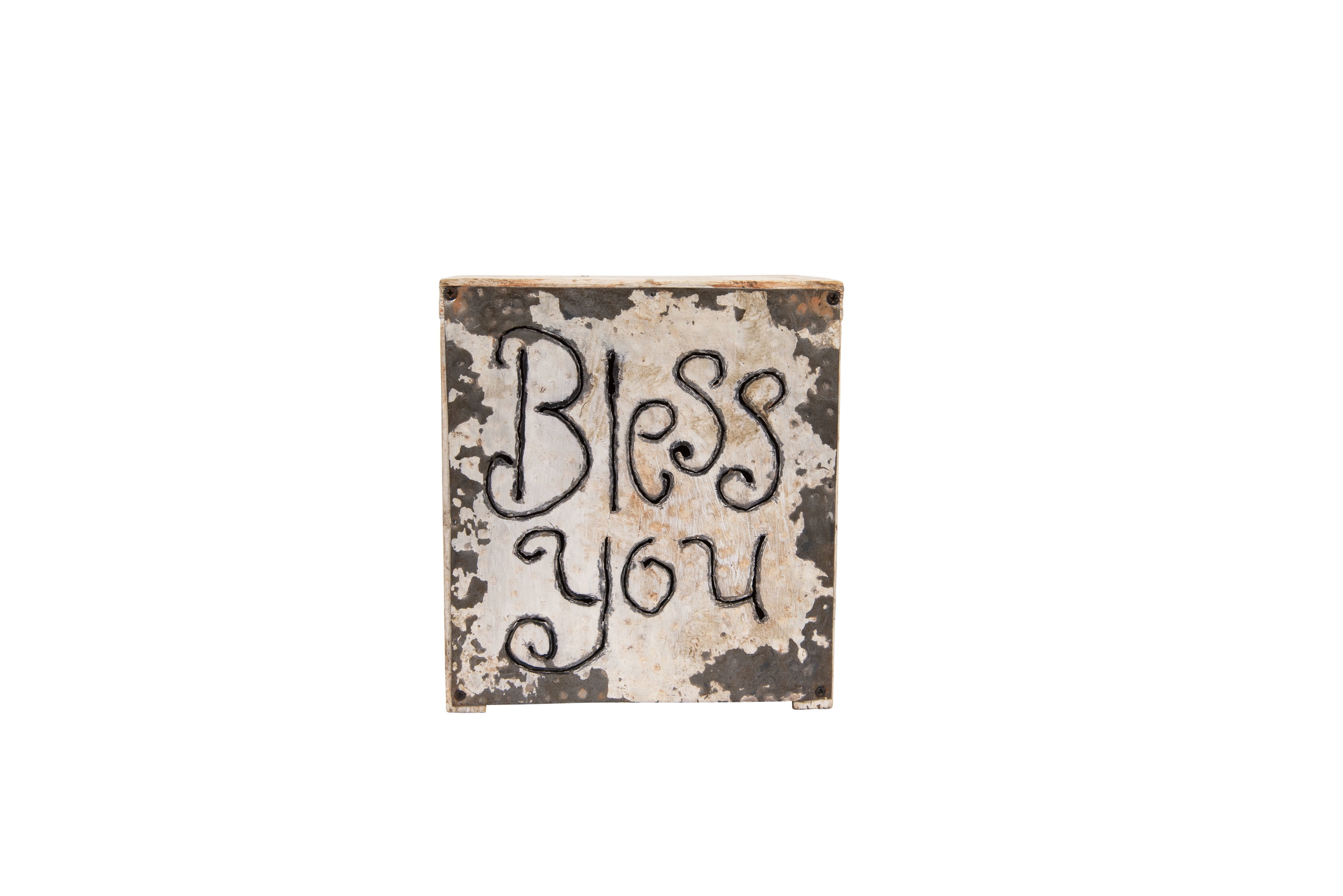 Creative Co-Op Wood & Metal "Bless You" Tissue Box Cover - Walmart.com
