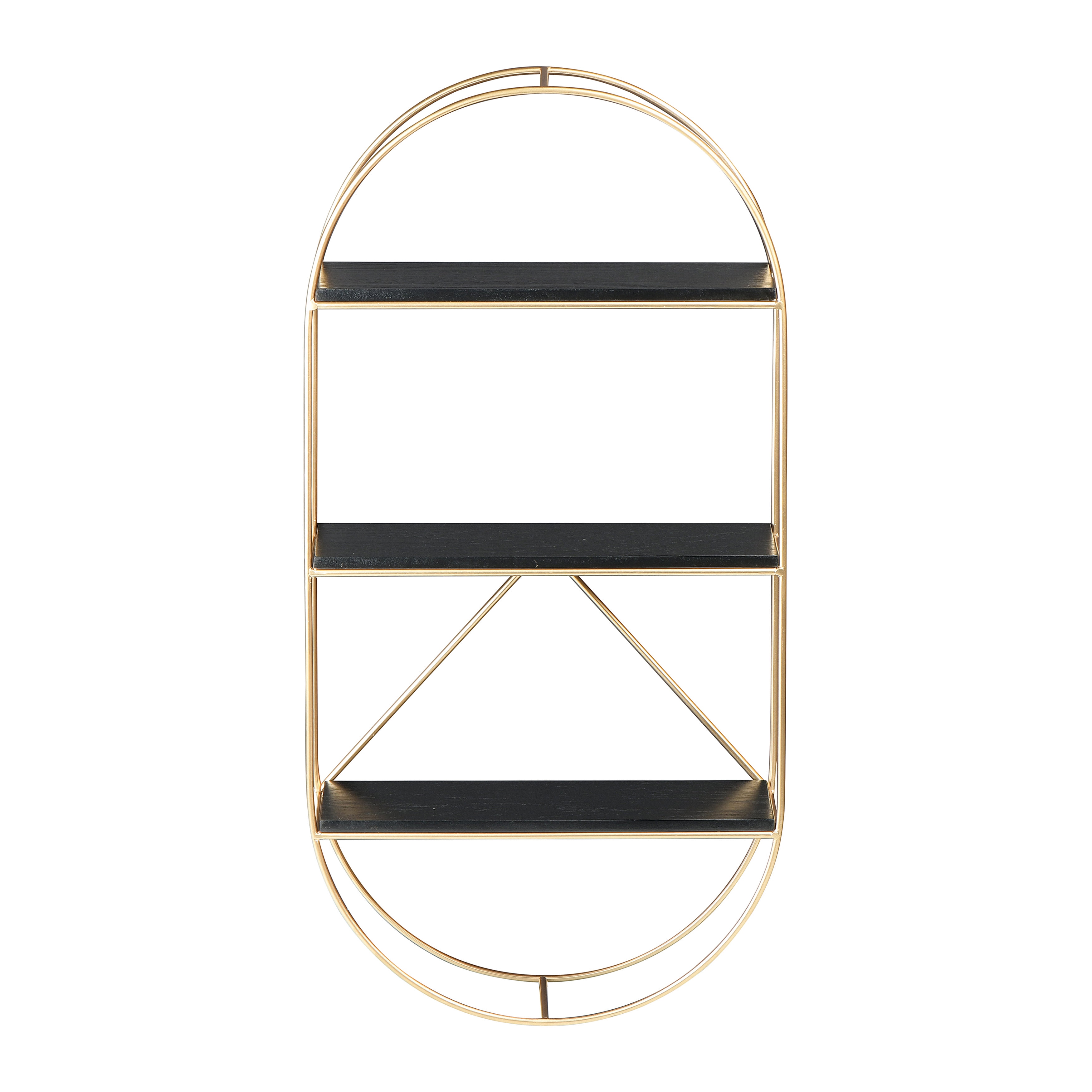 Creative Co-Op Wood and Gold Oval Wall Shelf - Walmart.com