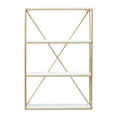 Creative Co-Op Wood and Gold Rectangle Wall Shelf, Four Shelves, Iron ...